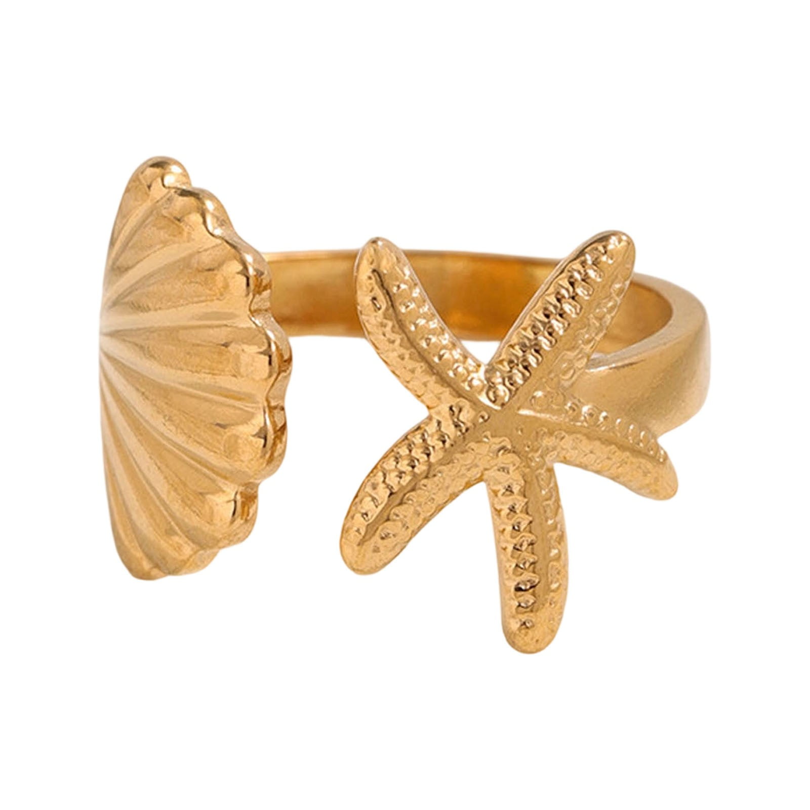 Exaggerated Seashell Stainless Steel Jewelry Ring For Beach Holiday ...