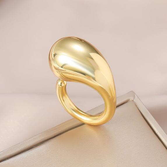 Exaggerated Teardrop Rings for Women Light Gold French Alloy Statement ...