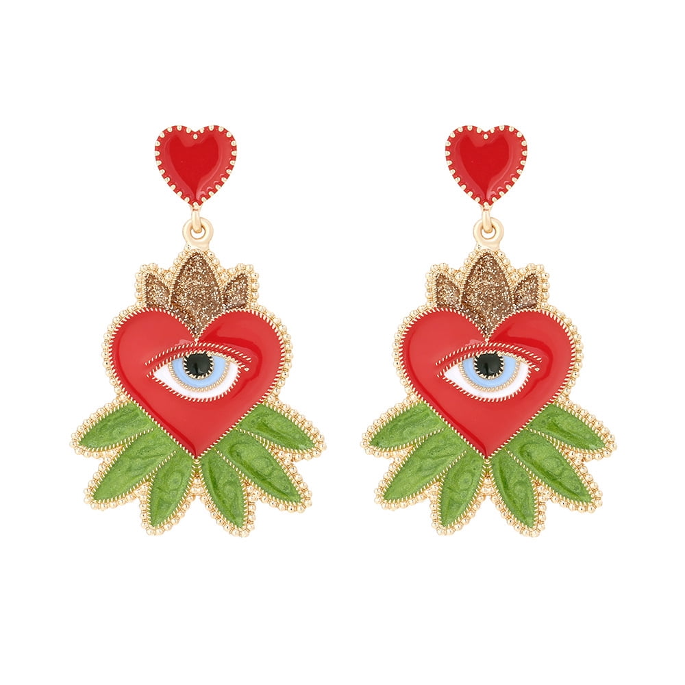 Exaggerated oil dripping love devil eye earrings personality alloy ...