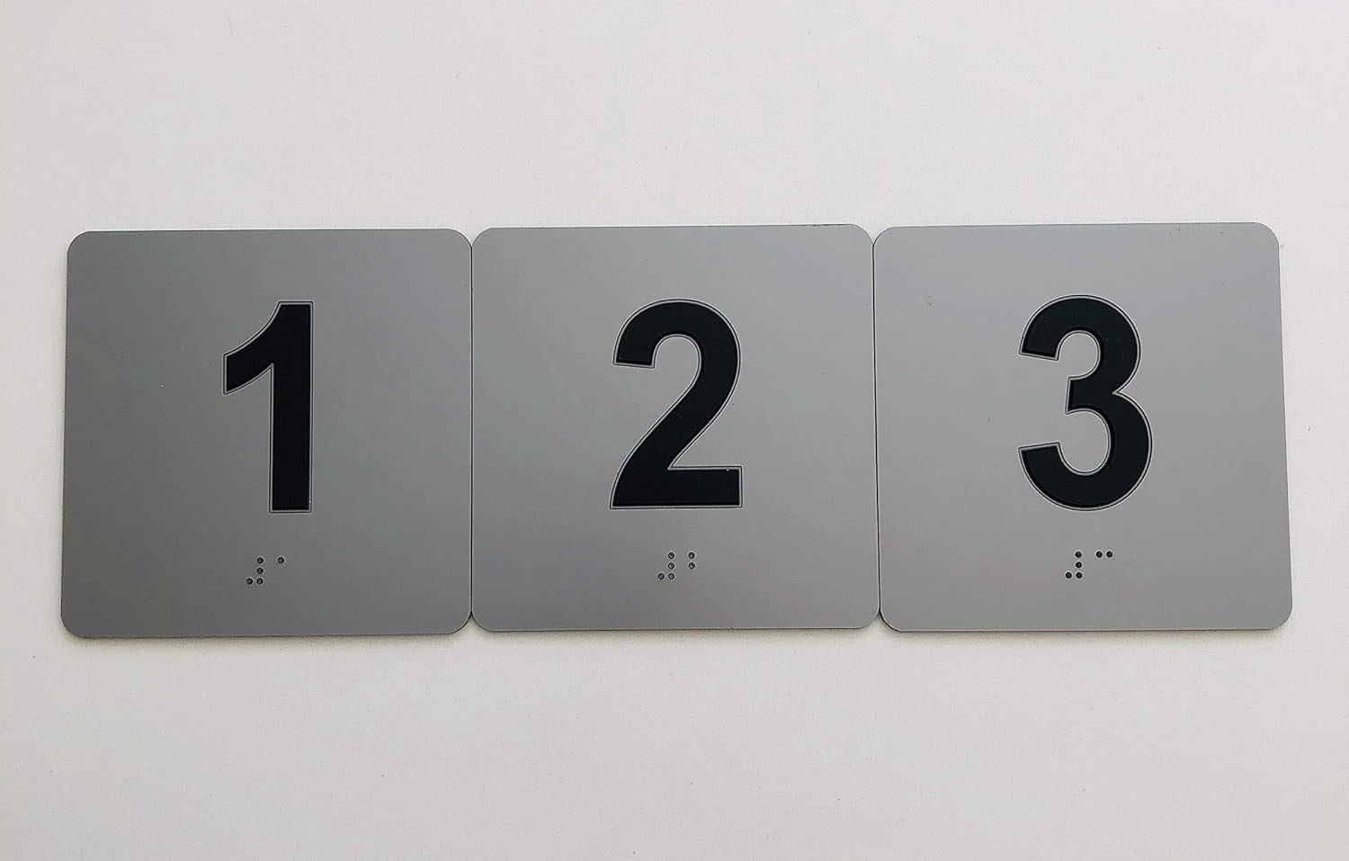 Exam Room Sign Numbers 1-3 w/Braille, ADA Compliant (1-3, Gray+ Black ...