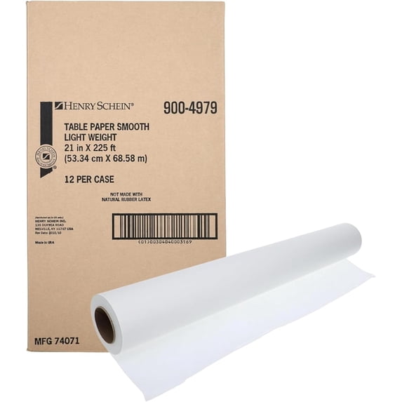 Henry Schein Exam Table Paper, Pack of 12, Smooth, 21" x 225' - Walmart.com