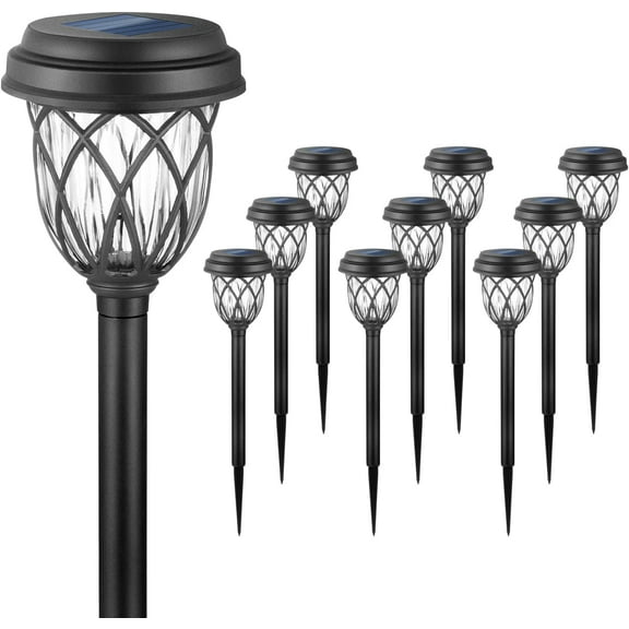 ExcMark 10 Pack Solar Lights Outdoor Garden Pathway Solar Powered Yard ...