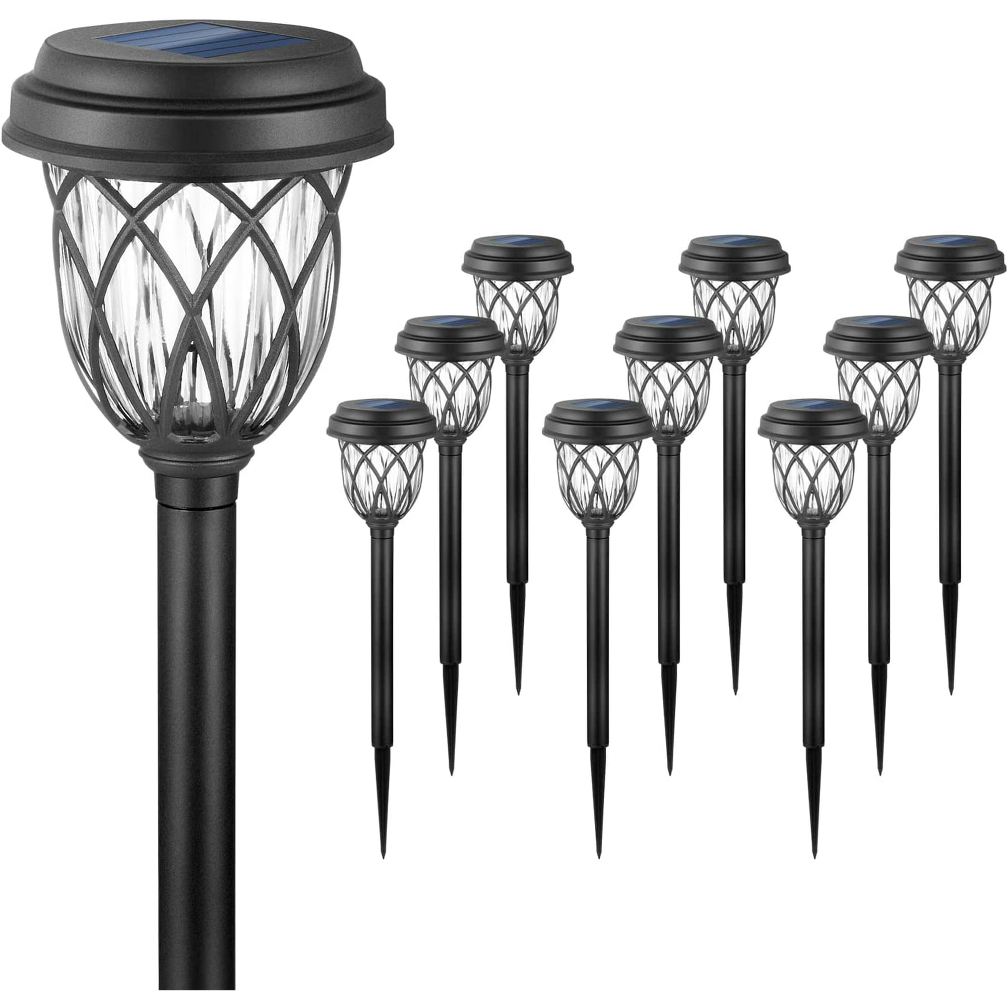 ExcMark 10 Pack Solar Lights Outdoor Garden Pathway Solar Powered Yard ...