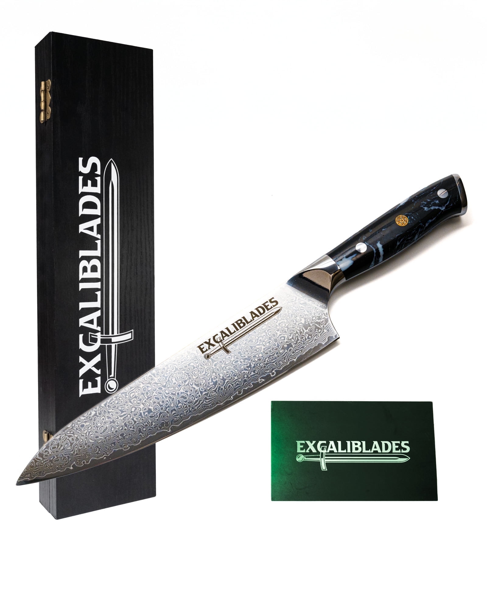 Excaliblades Ultra Sharp 8-Inch Stainless Steel Damascus Chef Knife with Ergonomic Handle ...