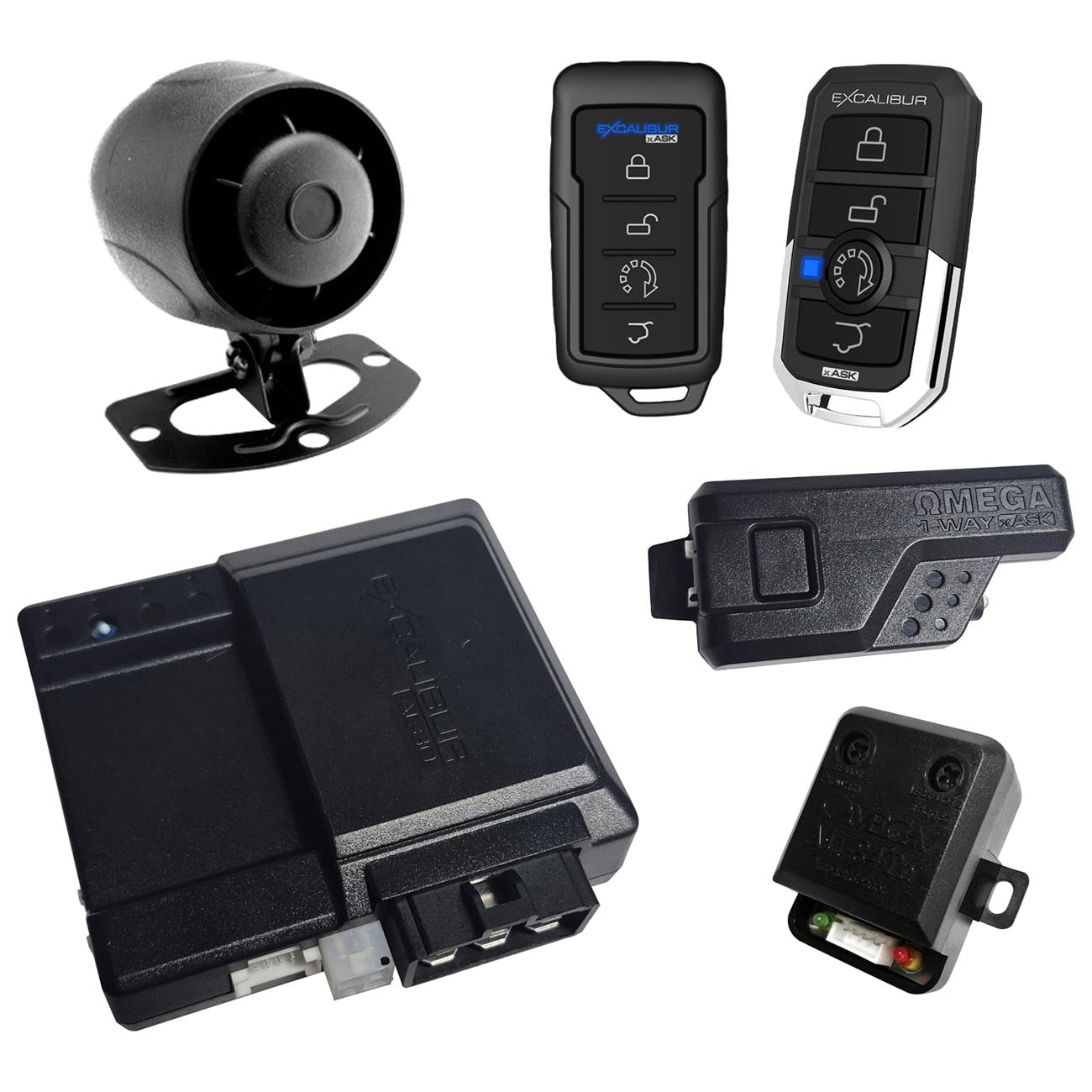 Omega Excalibur AL-1680 1-Way 1500FT Range Car Alarm & Remote Start ...
