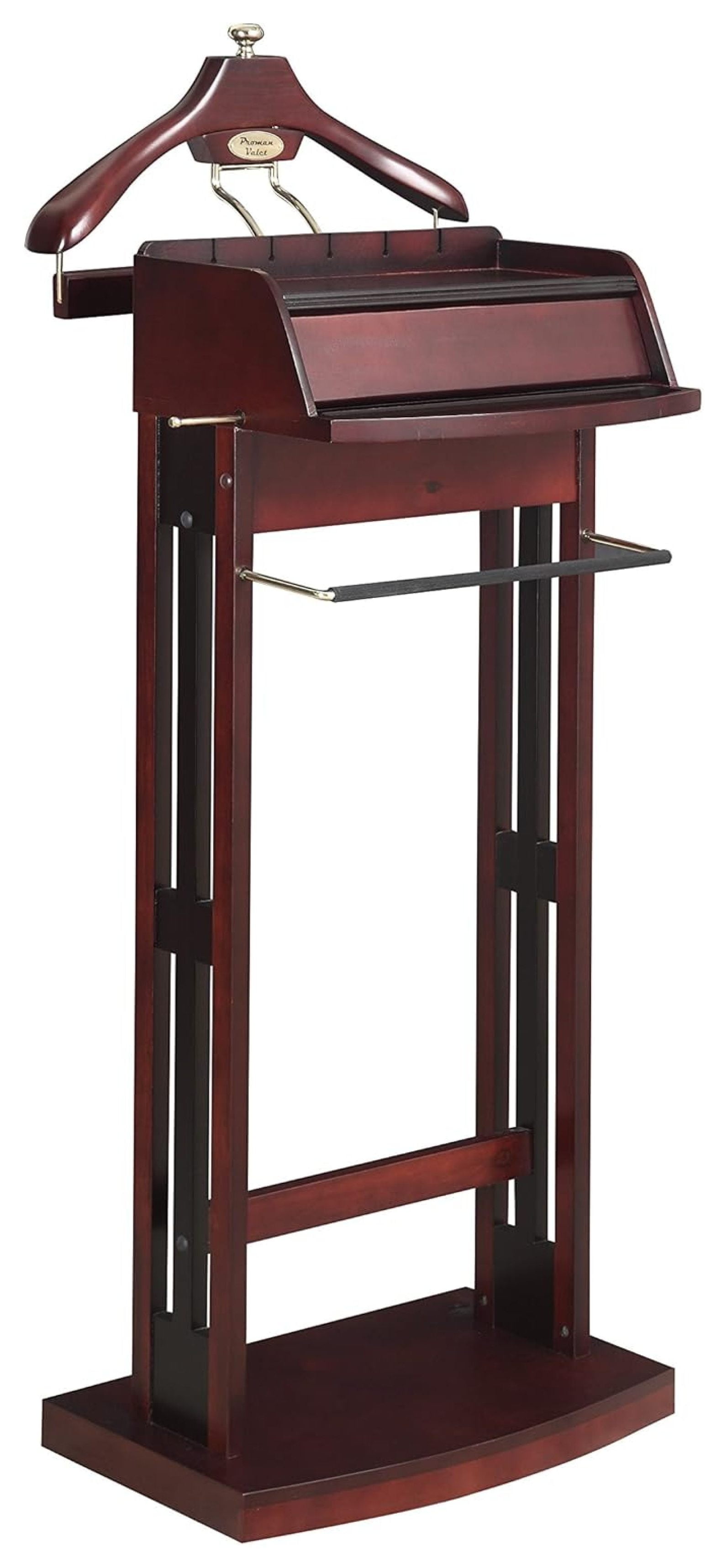 Excalibur Wardrobe Wood Valet Stand with Power Extension, Large Storage ...