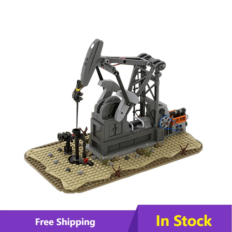 Excavating Machinery Functioning Oil Pump Jack Oil Derrick Building ...