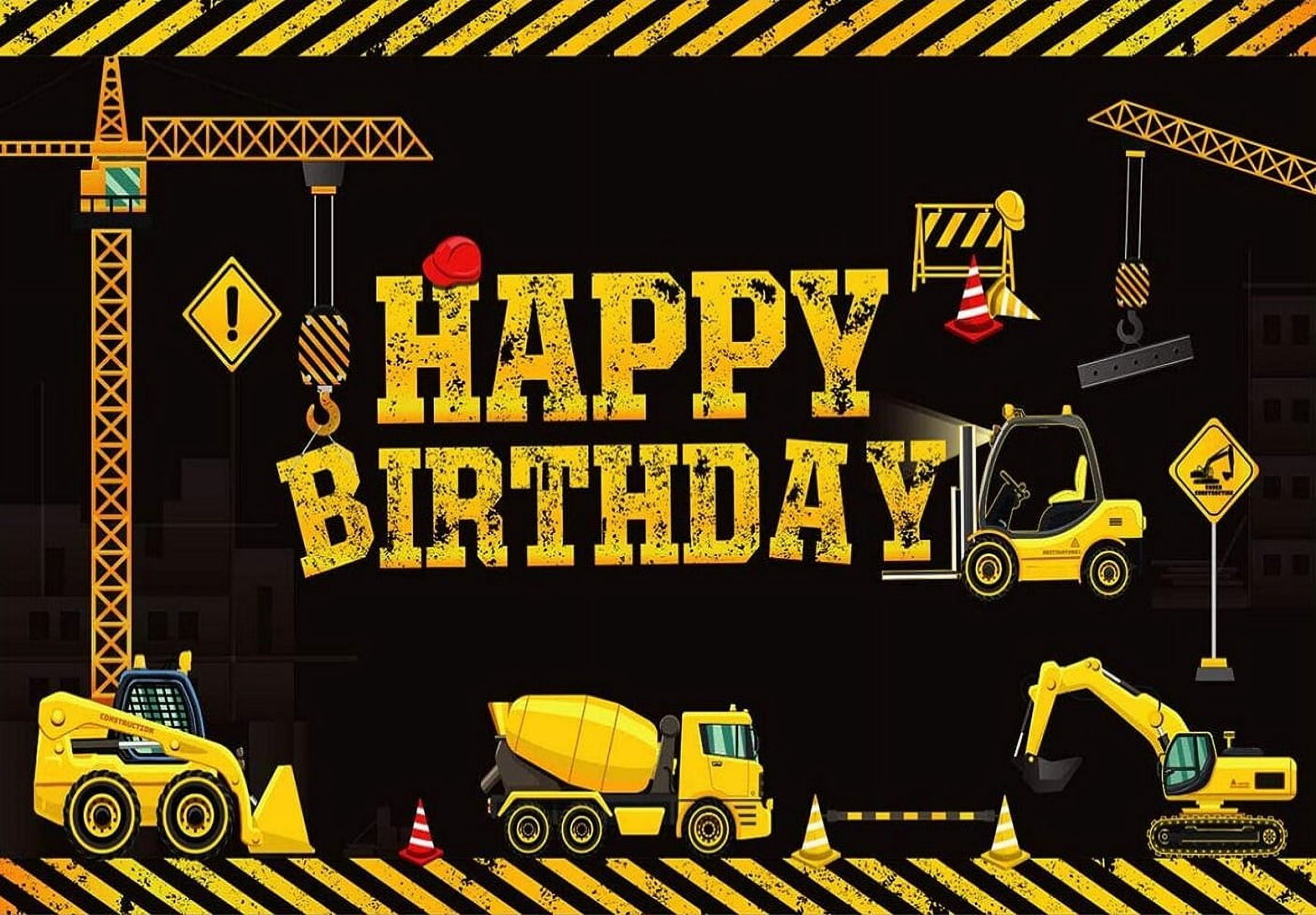 Excavator Crane Digger Background Birthday ration Dump Truck Baby ...