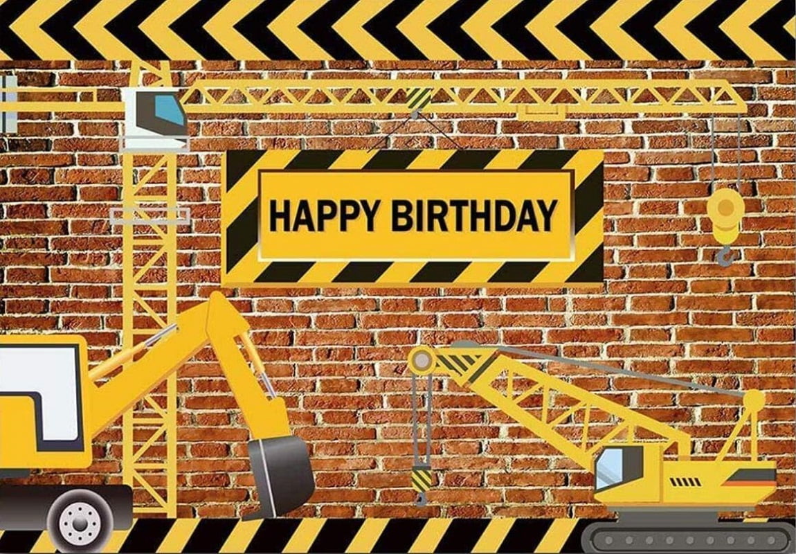 Excavator Background Photo Banner Custom Birthday Backdrop Vinyl Baby ...