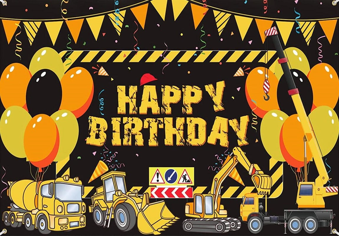 Excavator Background Photo Banner Custom Birthday Backdrop Vinyl Baby ...