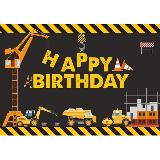 Excavator Background Photo Banner Custom Birthday Backdrop Vinyl Baby ...