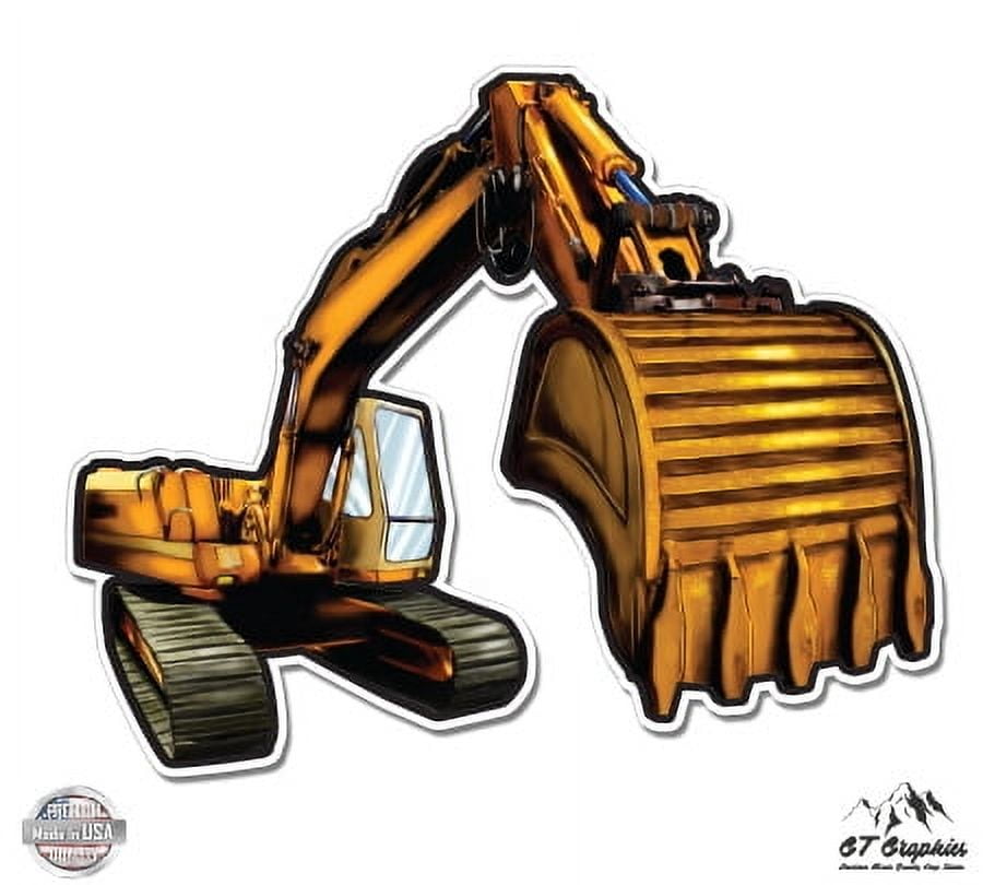 Excavator Backhoe - 12" Vinyl Sticker Waterproof Decal - Walmart.com