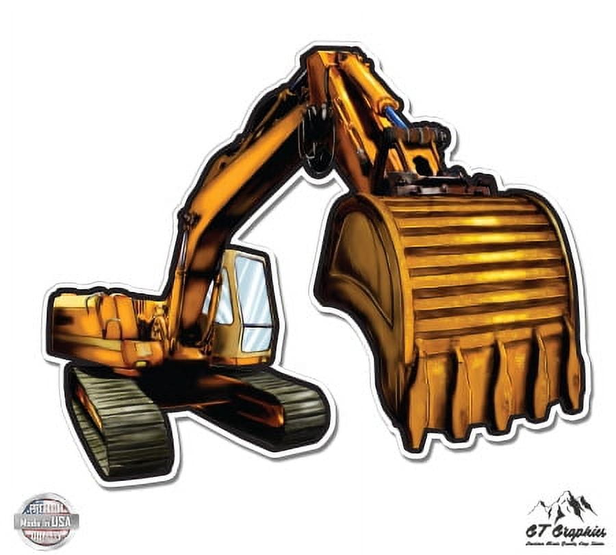 Excavator Backhoe - 8" Vinyl Sticker - For Car Laptop I-Pad ...