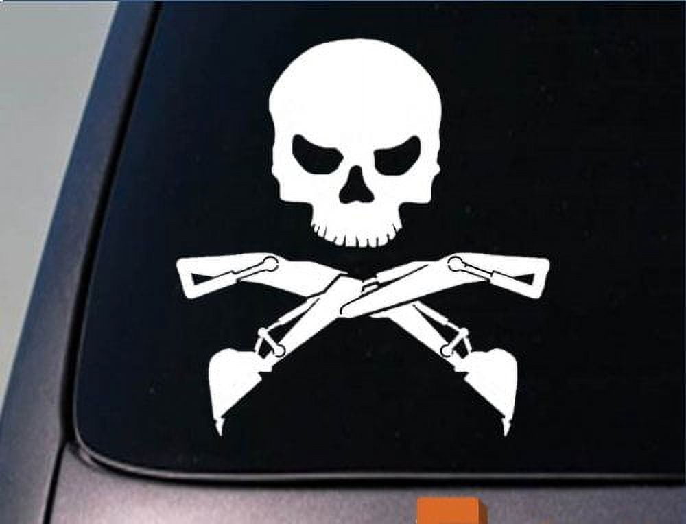 Excavator/Backhoe Operator's Crossbones Decal vinyl sticker cat or deer ...