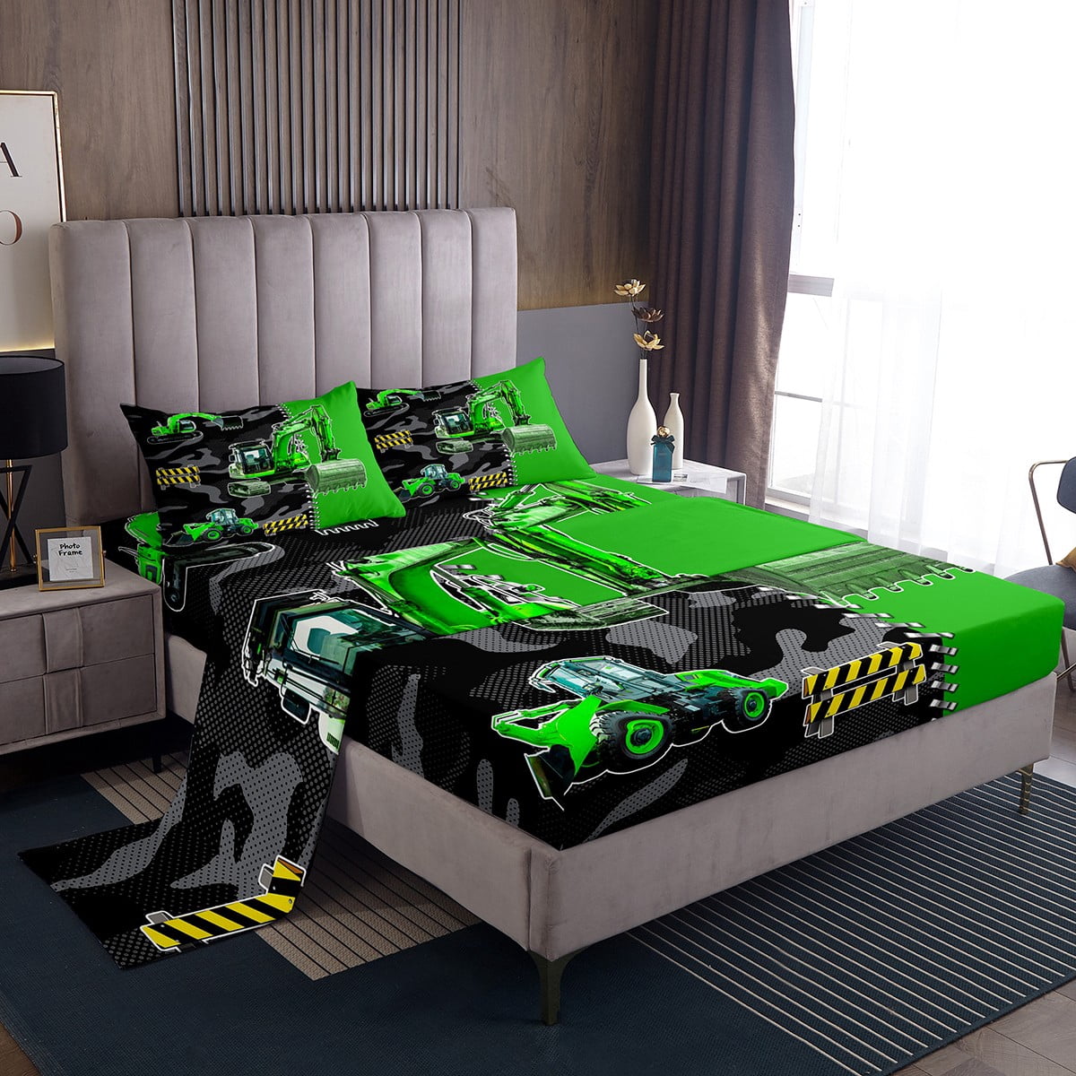 Excavator Bed Sheets Set Construction Full Size Sheet Set,Big Wheel Car ...