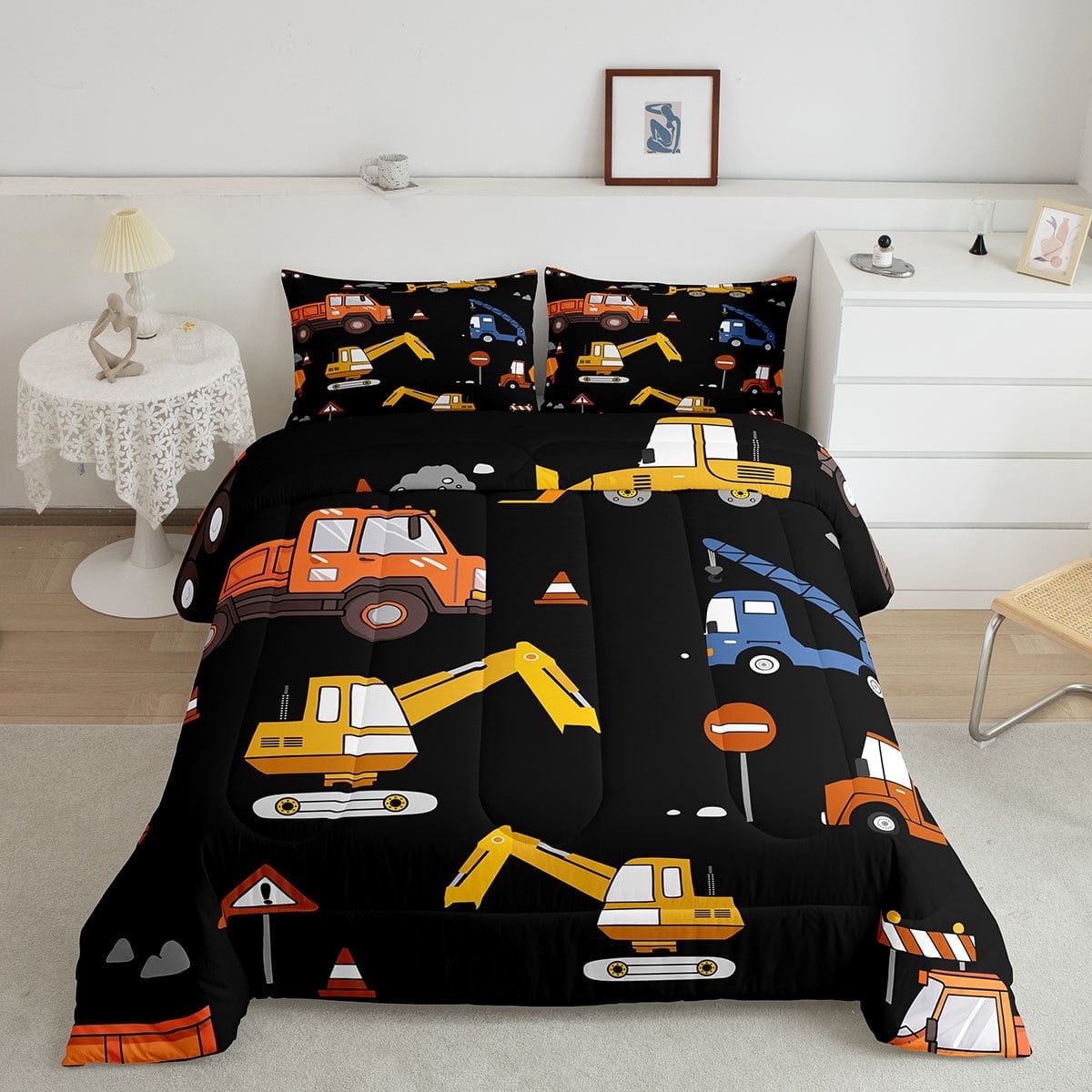 Excavator Bedding Comforter Sets Teens Youth, Construction Vehicle ...