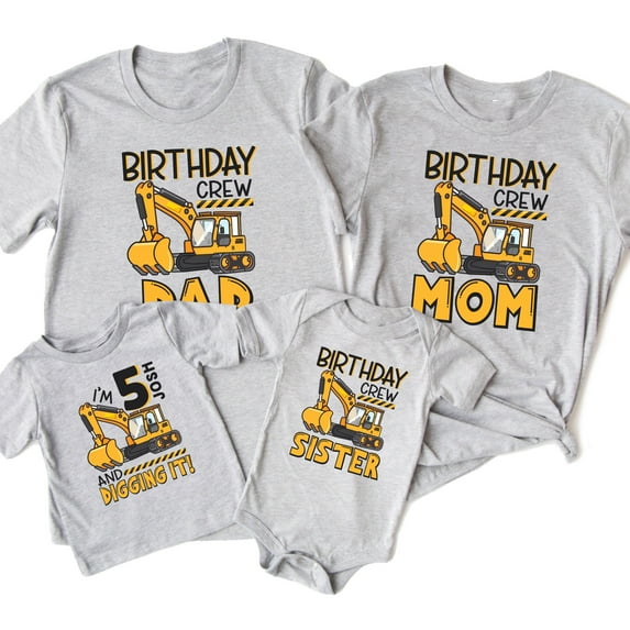 Excavator Birthday Shirt, Family Matching Construction Birthday Shirt ...
