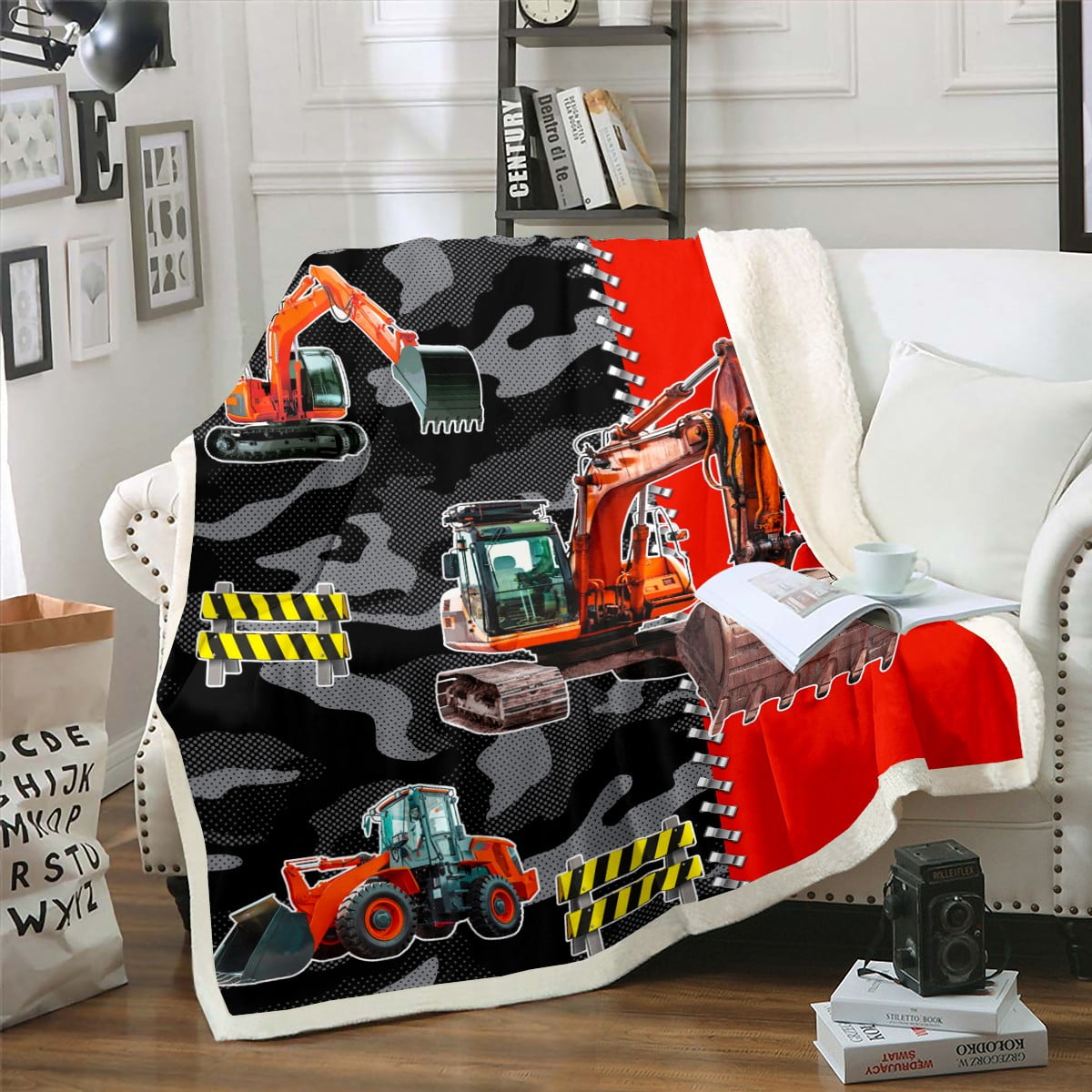 Excavator Blanket Construction 90"x90" Throw Blanket ,Big Wheel Car ...