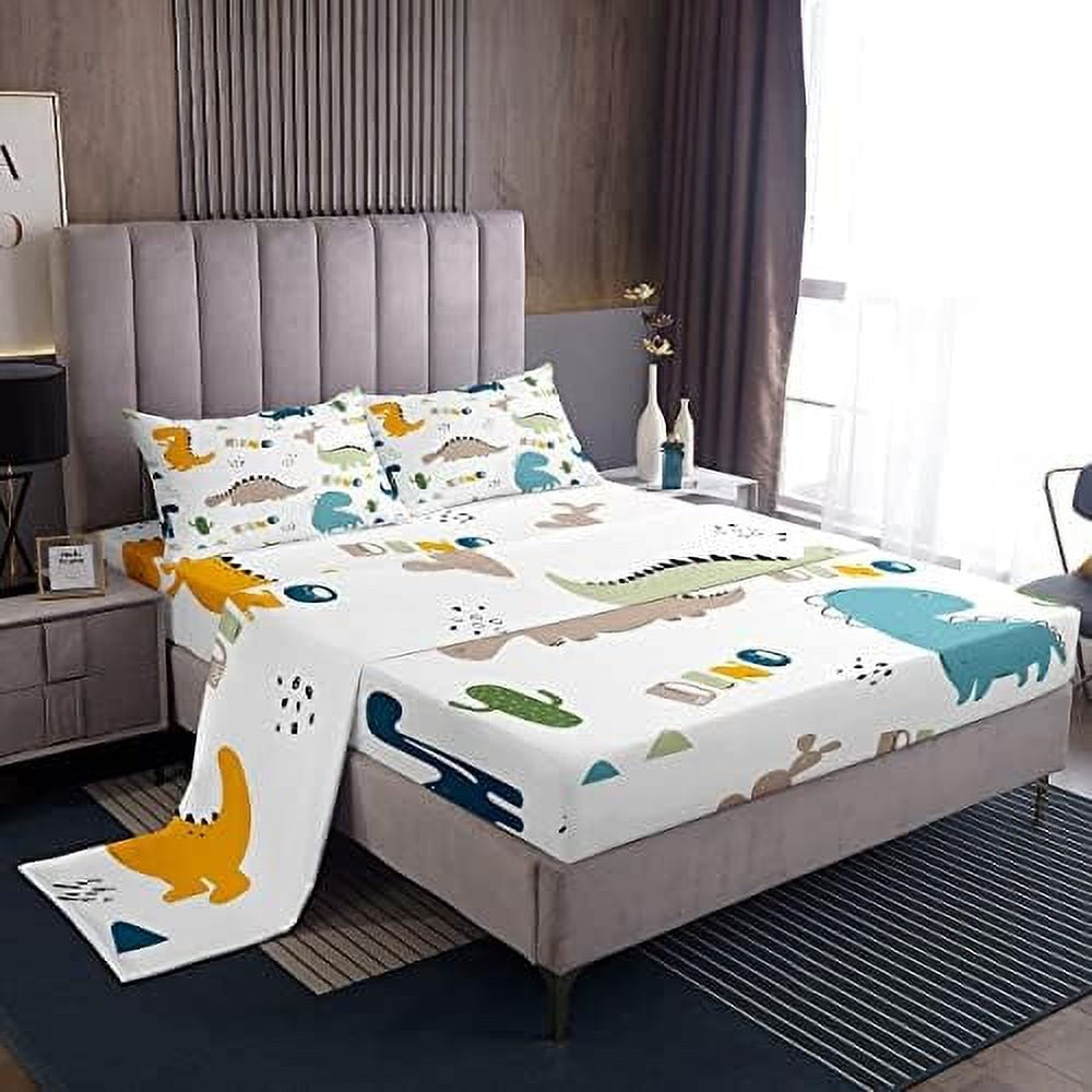 Excavator Car Sheet Set Full Size Kids Boys Cartoon Construction Truck ...