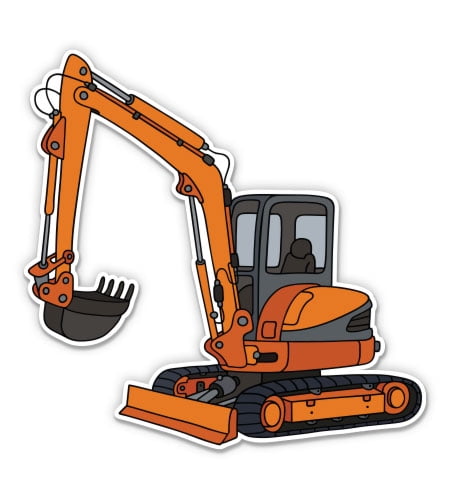 Excavator Construction Digger - 3" Vinyl Sticker - For Car Laptop Water ...