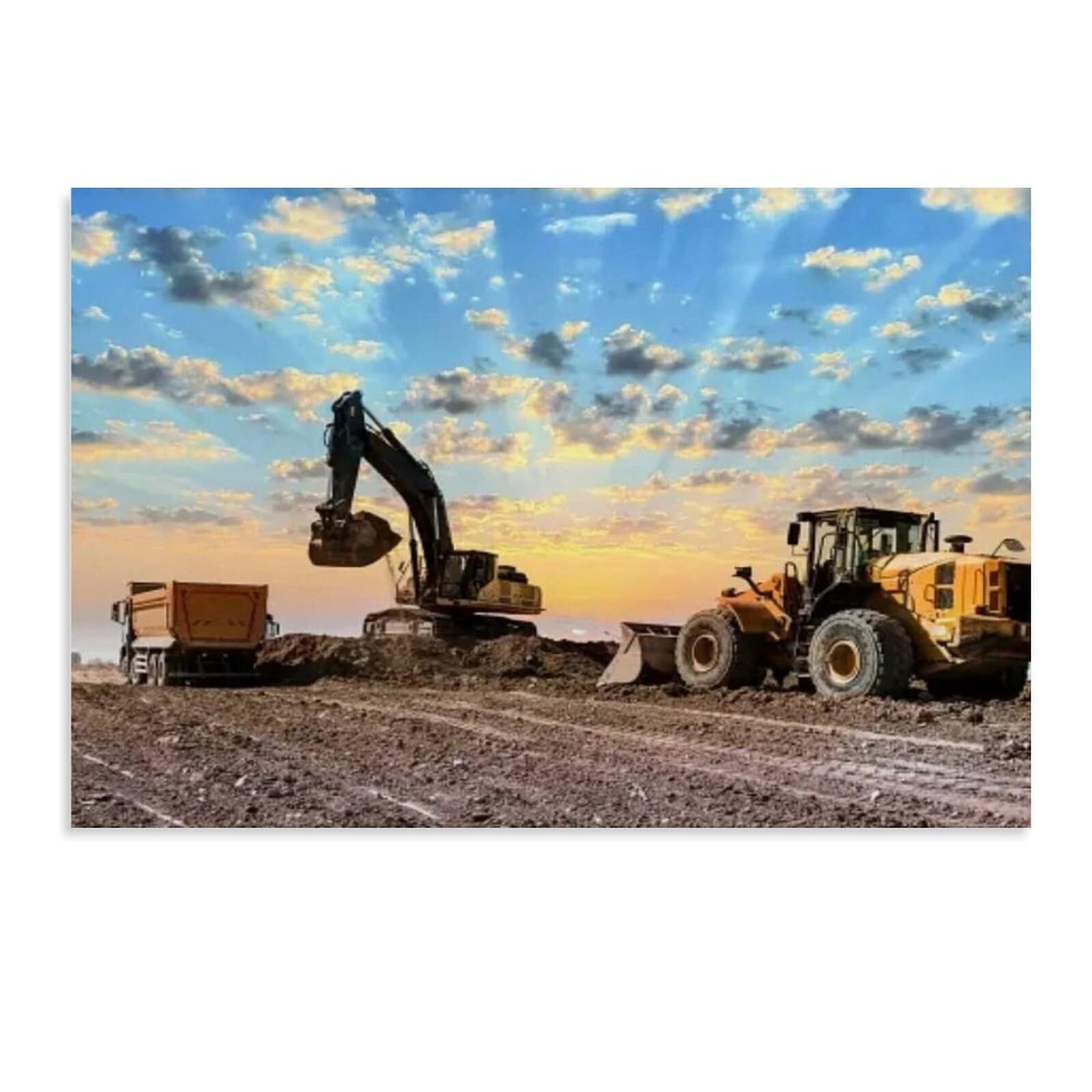 Excavator Construction Site Poster Construction Heavy Equipment Poster ...