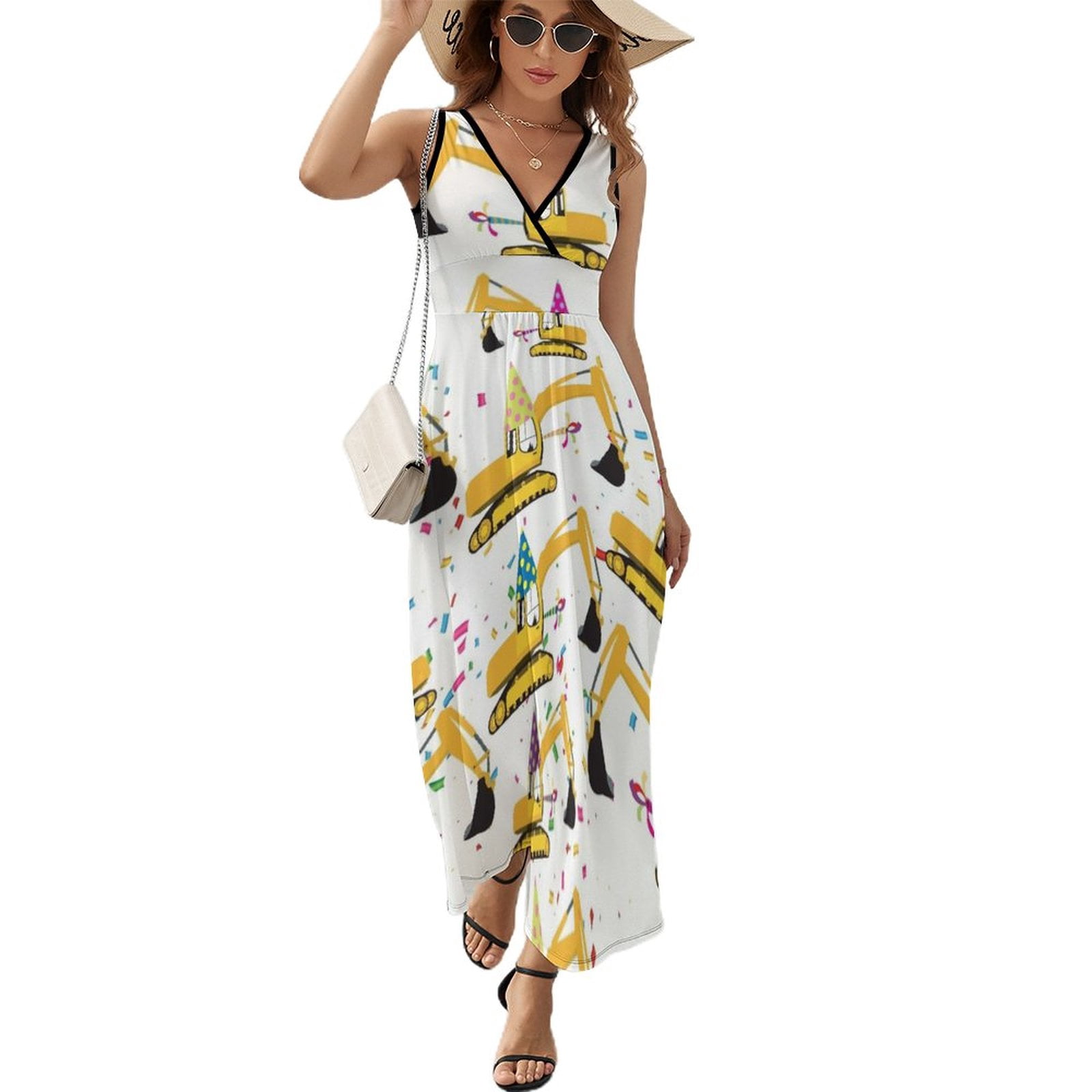 Excavator Construction Truck Party Pattern Sleeveless Dress Dress women ...