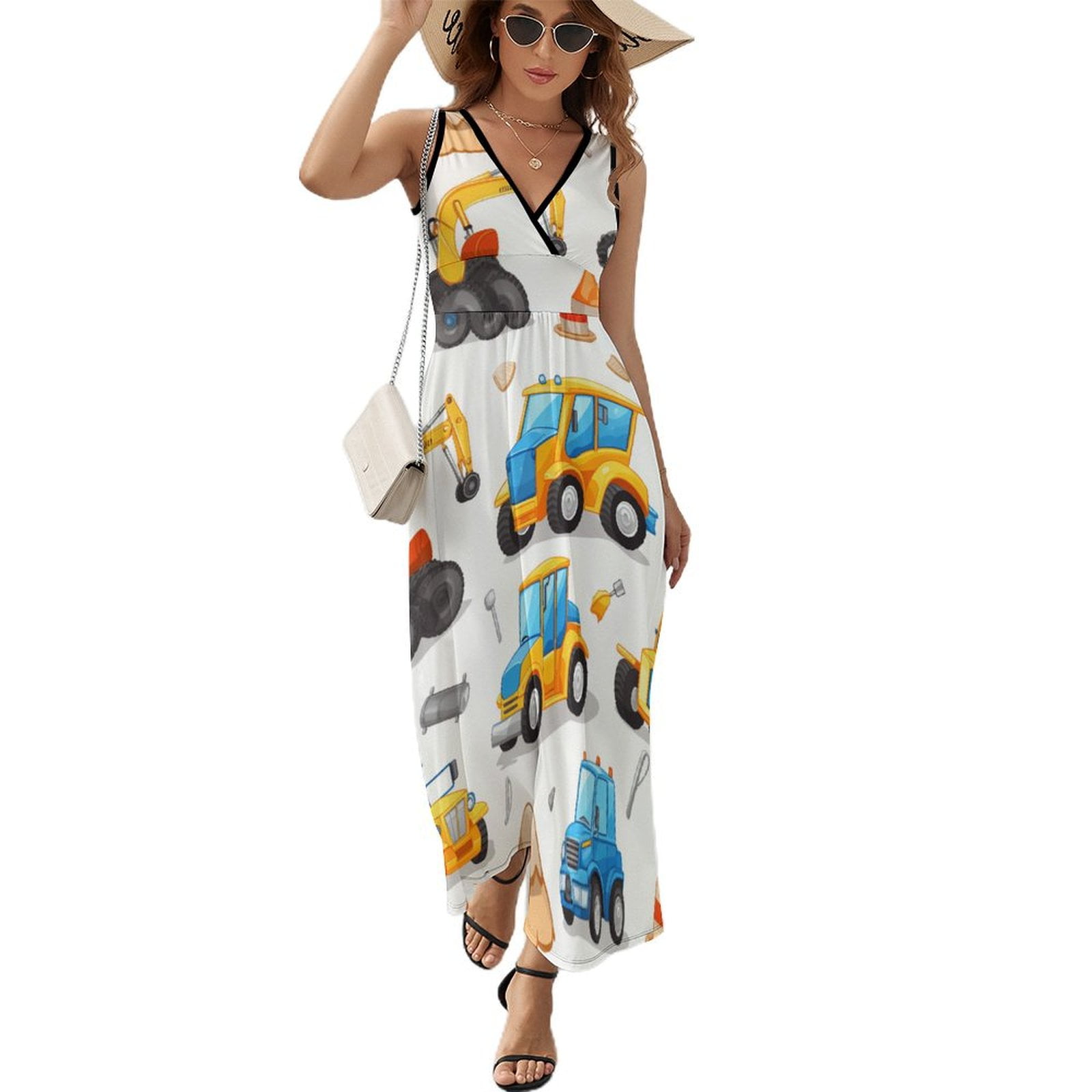 Excavator Construction Vehicle Truck Art Sleeveless Dress Women's ...