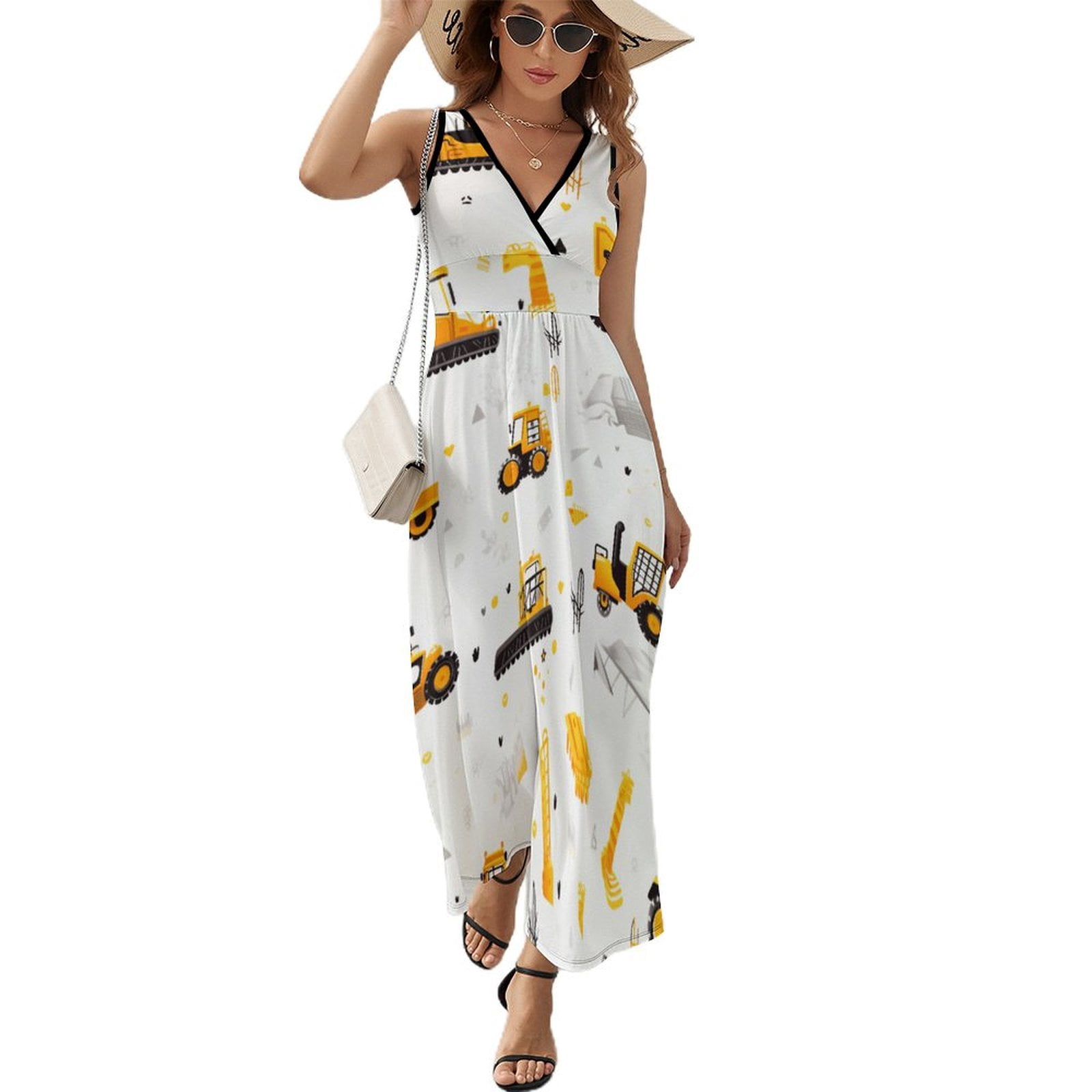 Excavator Construction Vehicle Truck Art Sleeveless Dress Women's ...