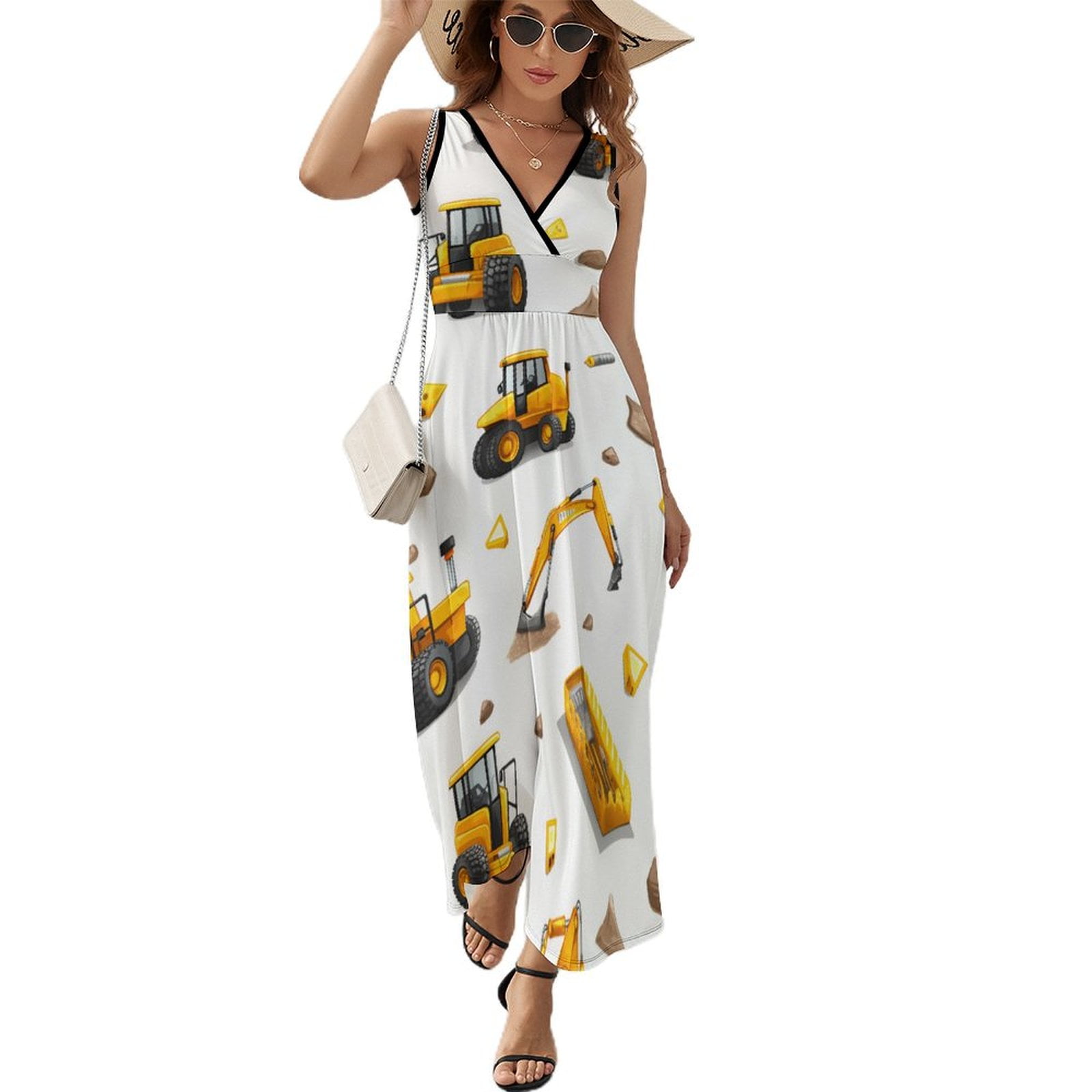 Excavator Construction Vehicle Truck Art Sleeveless Dress Women's ...