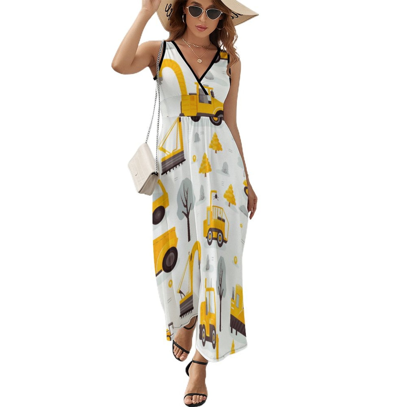 Excavator Construction Vehicle Truck Art Sleeveless Dress Women's ...