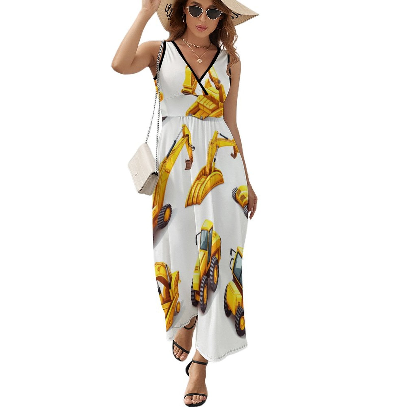 Excavator Construction Vehicle Truck Art Sleeveless Dress Women's ...