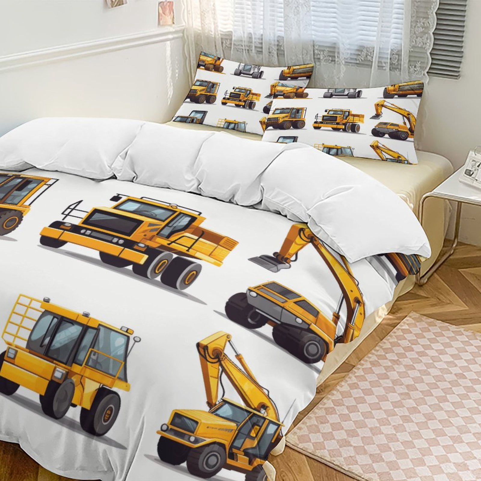 Excavator Construction Vehicle Truck Duvet Cover Set King Size for ...