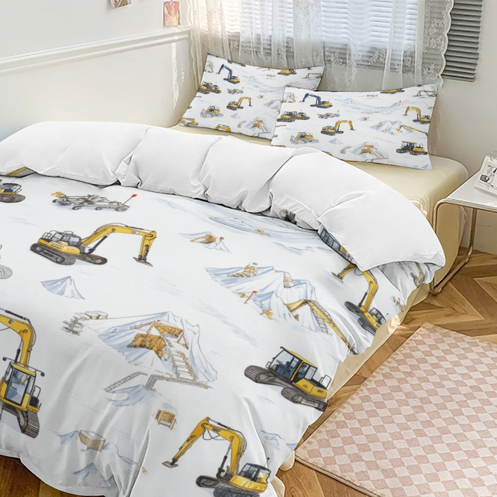 Excavator Construction Vehicle Truck Duvet Cover Set Pattern Soft ...