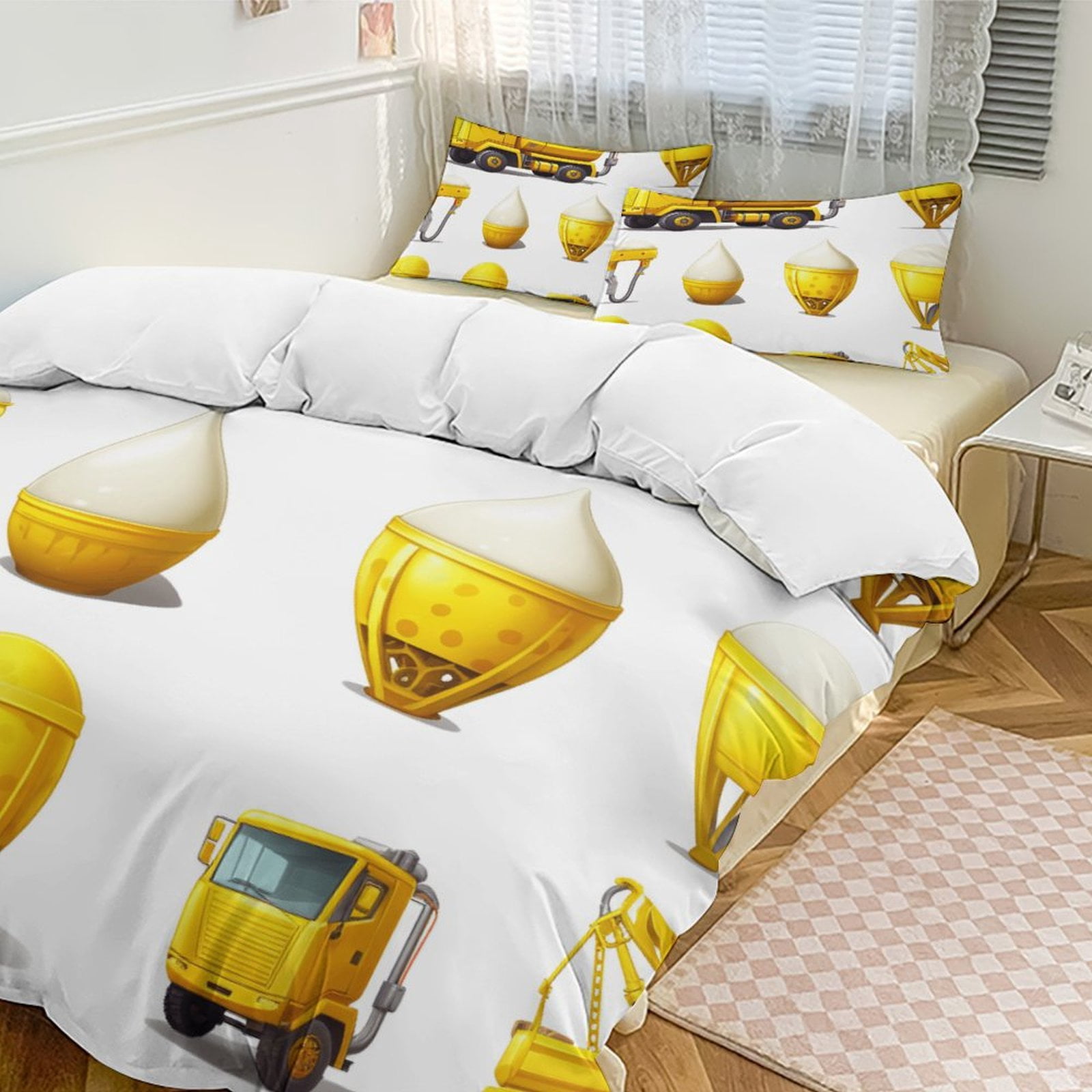 Excavator Construction Vehicle Truck Duvet Cover Set Themed Multicolor ...