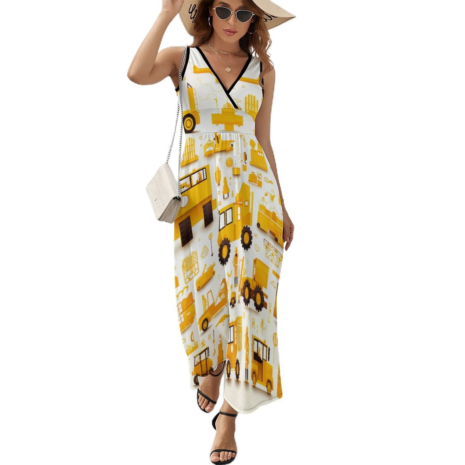 Excavator Construction Vehicle Truck Sleeveless Dress Female Clothing ...