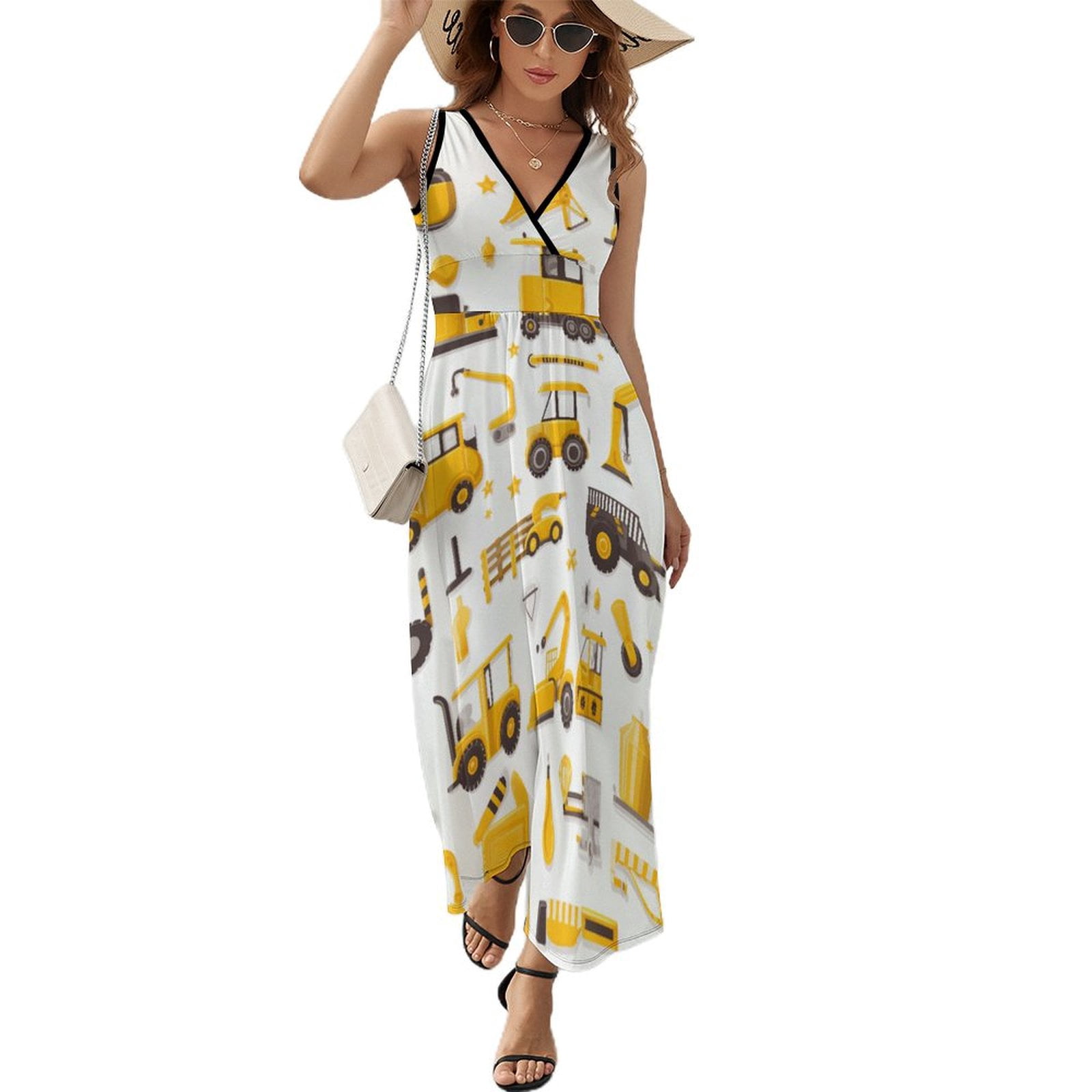 Excavator Construction Vehicle Truck Sleeveless Dress Female Clothing ...
