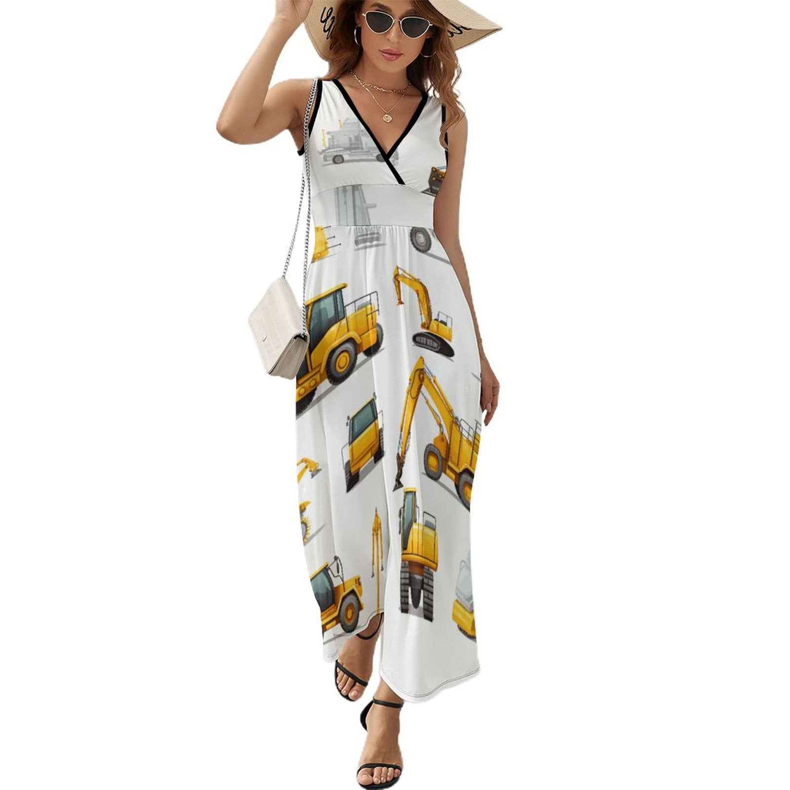 Excavator Construction Vehicle Truck Sleeveless Dress Female Clothing ...