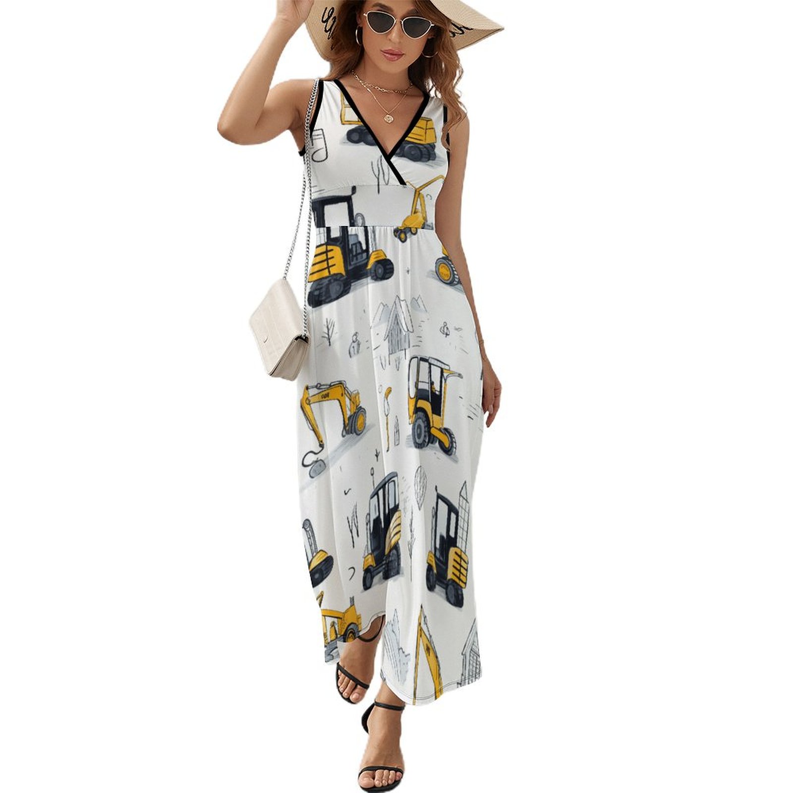 Excavator Construction Vehicle Truck Sleeveless Dress Woman Fashion ...