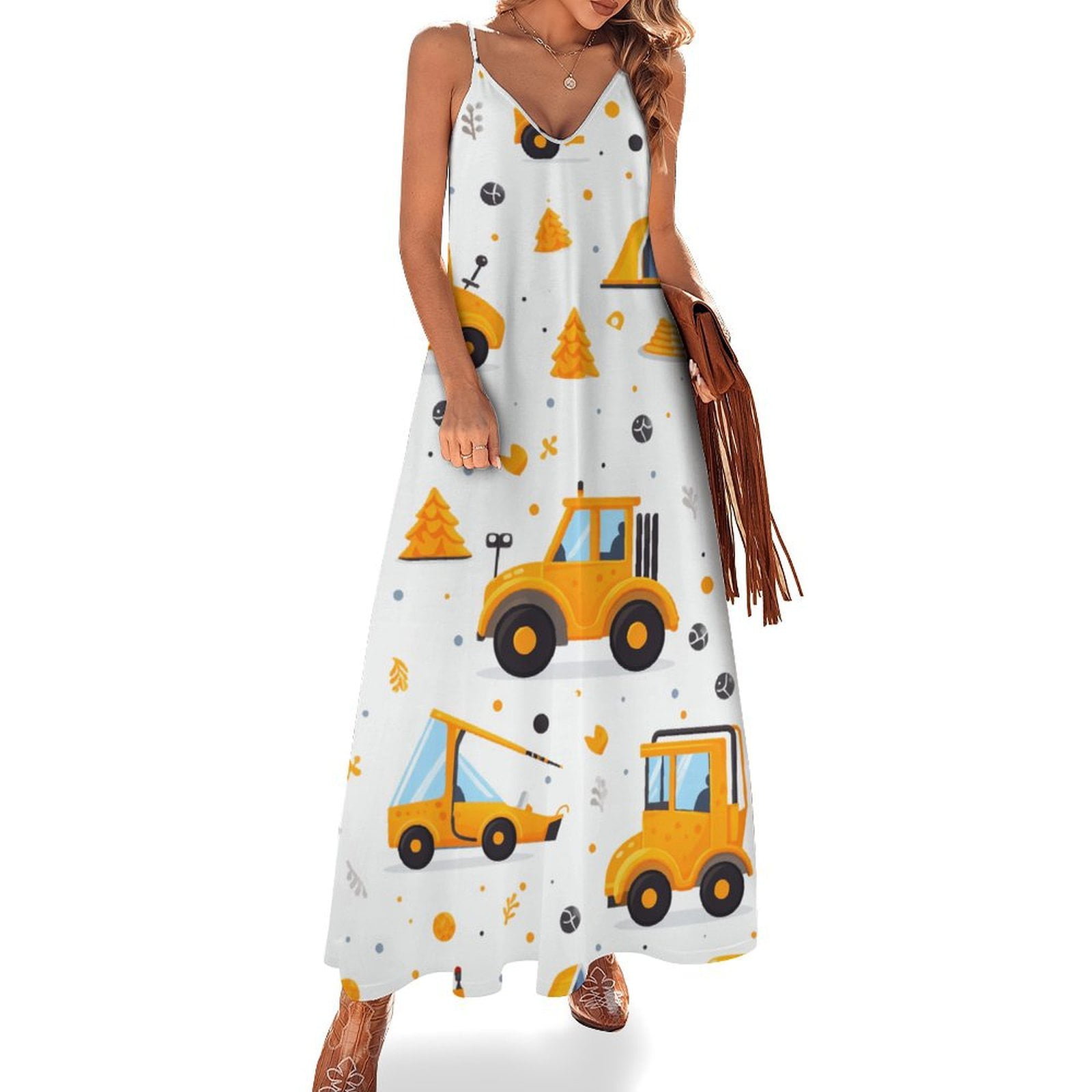 Excavator Construction Vehicle Truck Sleeveless Dress Woman Fashion ...