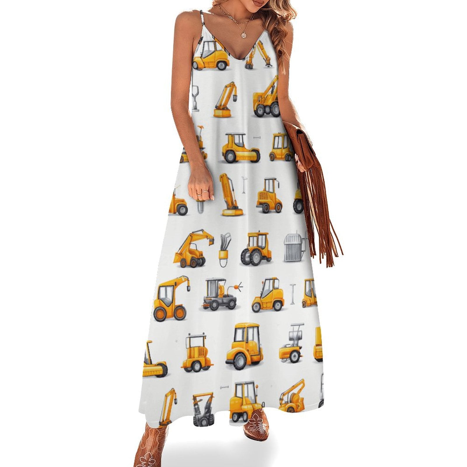 Excavator Construction Vehicle Truck Sleeveless Dress Woman Fashion ...