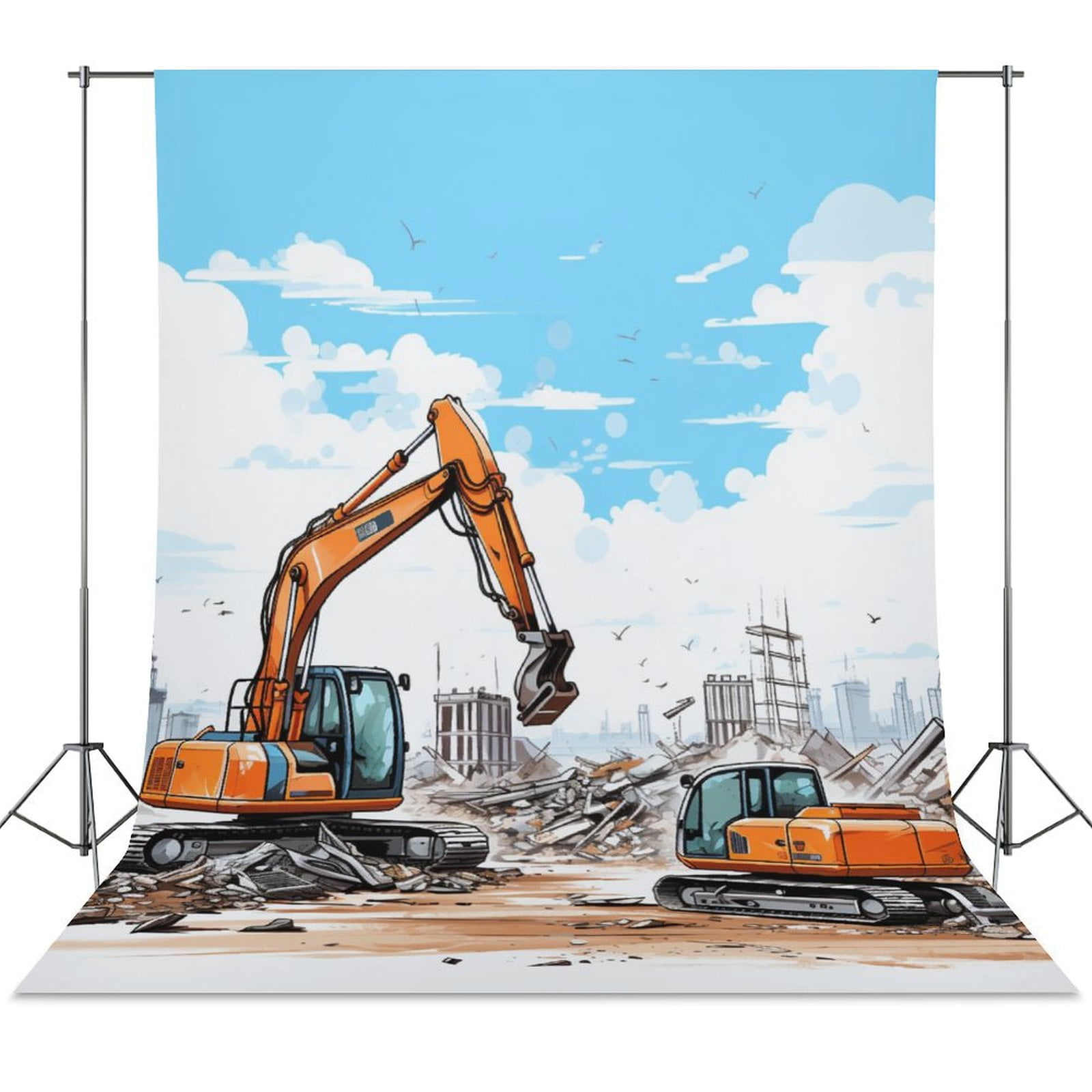 Excavator Construction Vehicle Truck Spring Backdrop Backdrops for ...