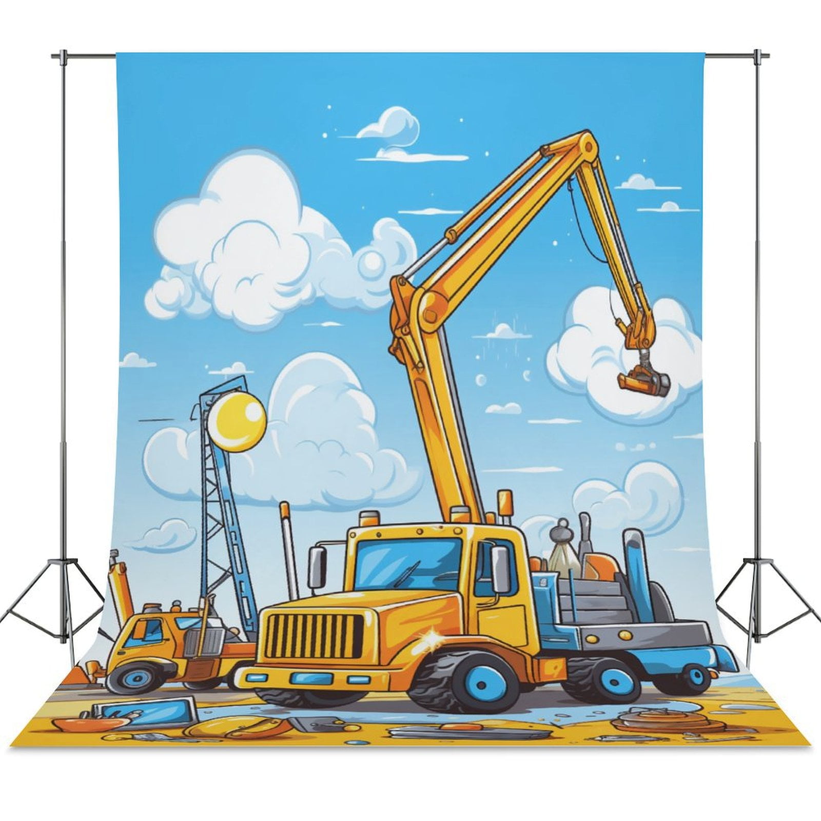 Excavator Construction Vehicle Truck Spring Backdrop Backdrops for ...