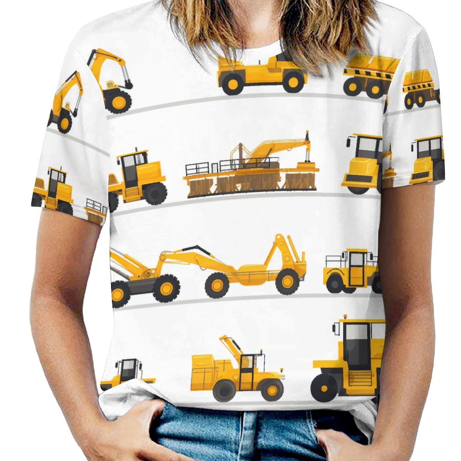 Excavator Construction Vehicle Truck T Shirts Basic T-Shirt Short ...