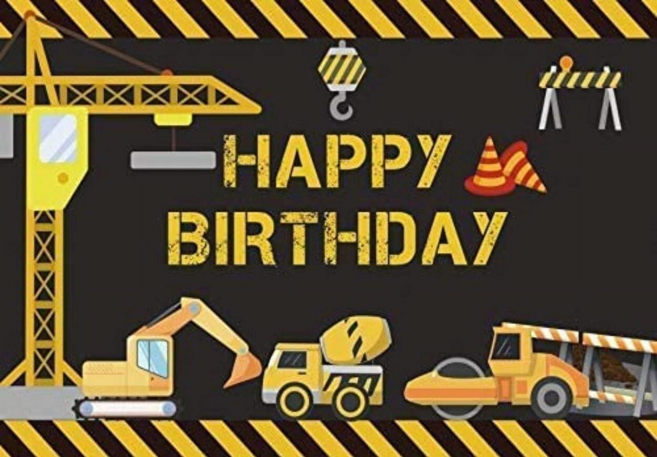 Excavator Crane Digger Background Birthday ration Dump Truck Baby ...