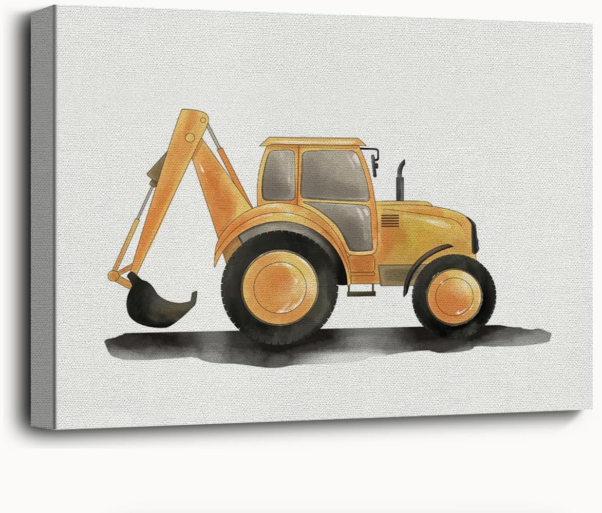 Excavator Decor, Transportation Canvas Prints, Canvas Poster Wall Art ...