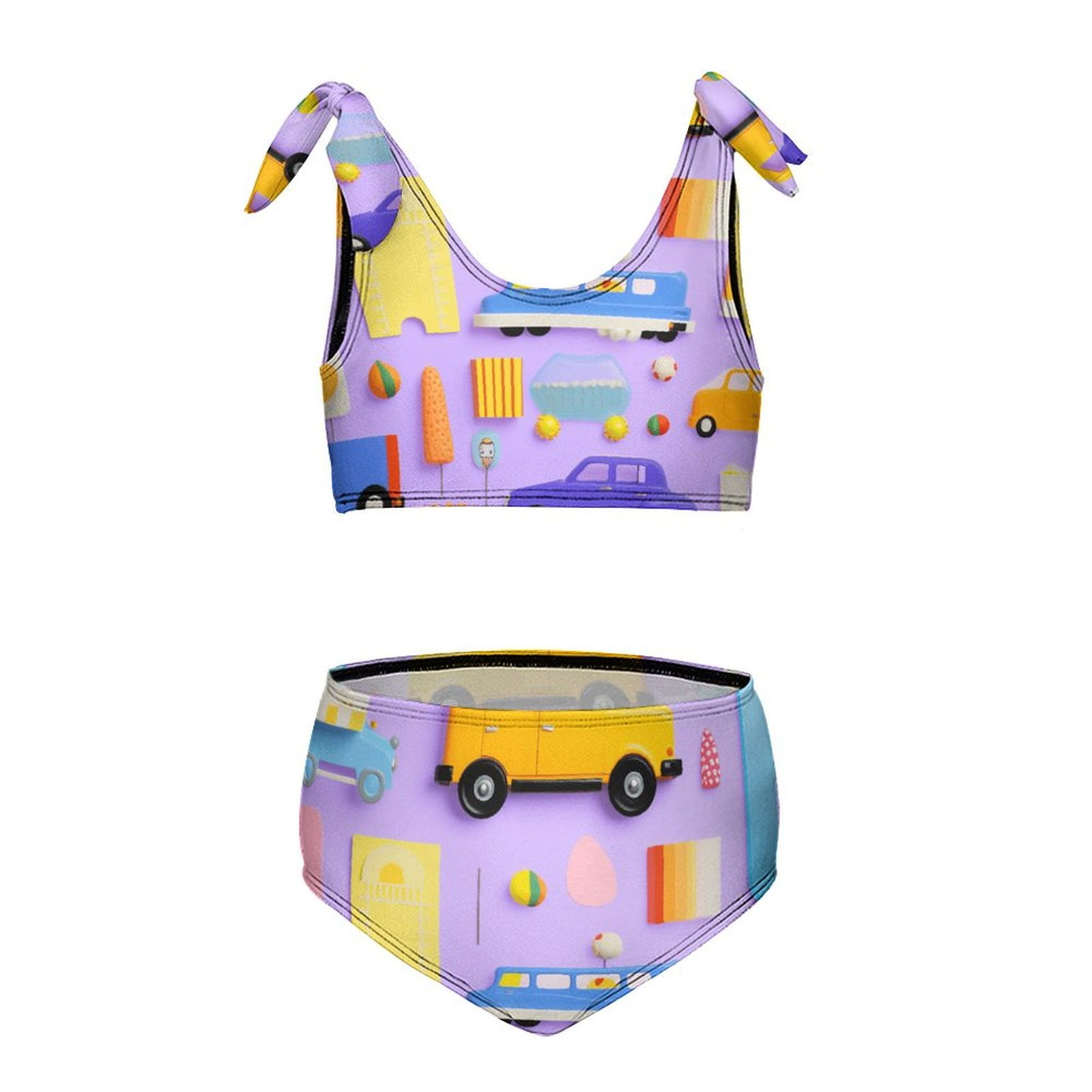 Excavator Fire Truck Racing Girls' 2-Piece Tankini Swimsuit - Walmart.com
