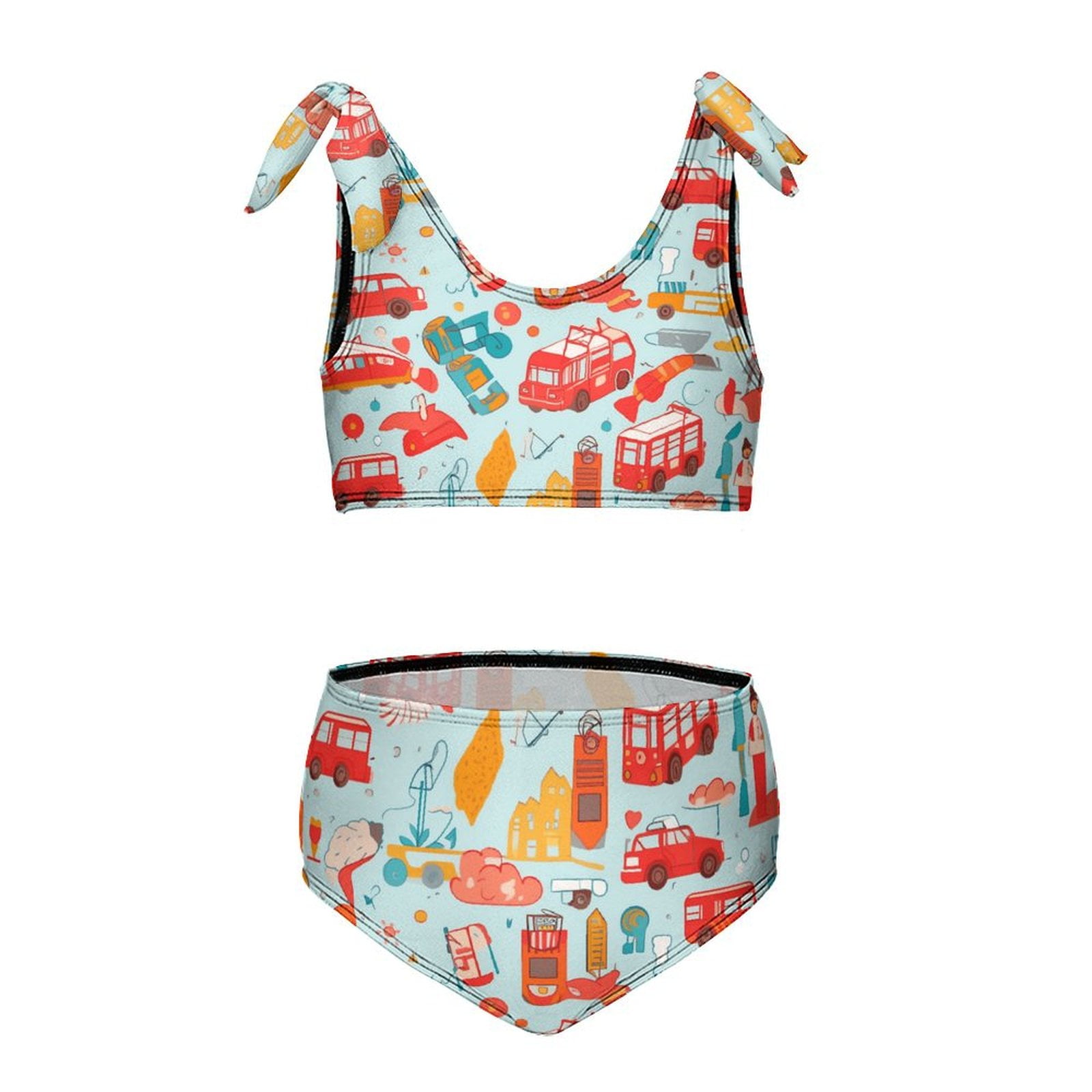 Excavator Fire Truck Racing Girls' 2-Piece Tankini Swimsuit - Walmart.com