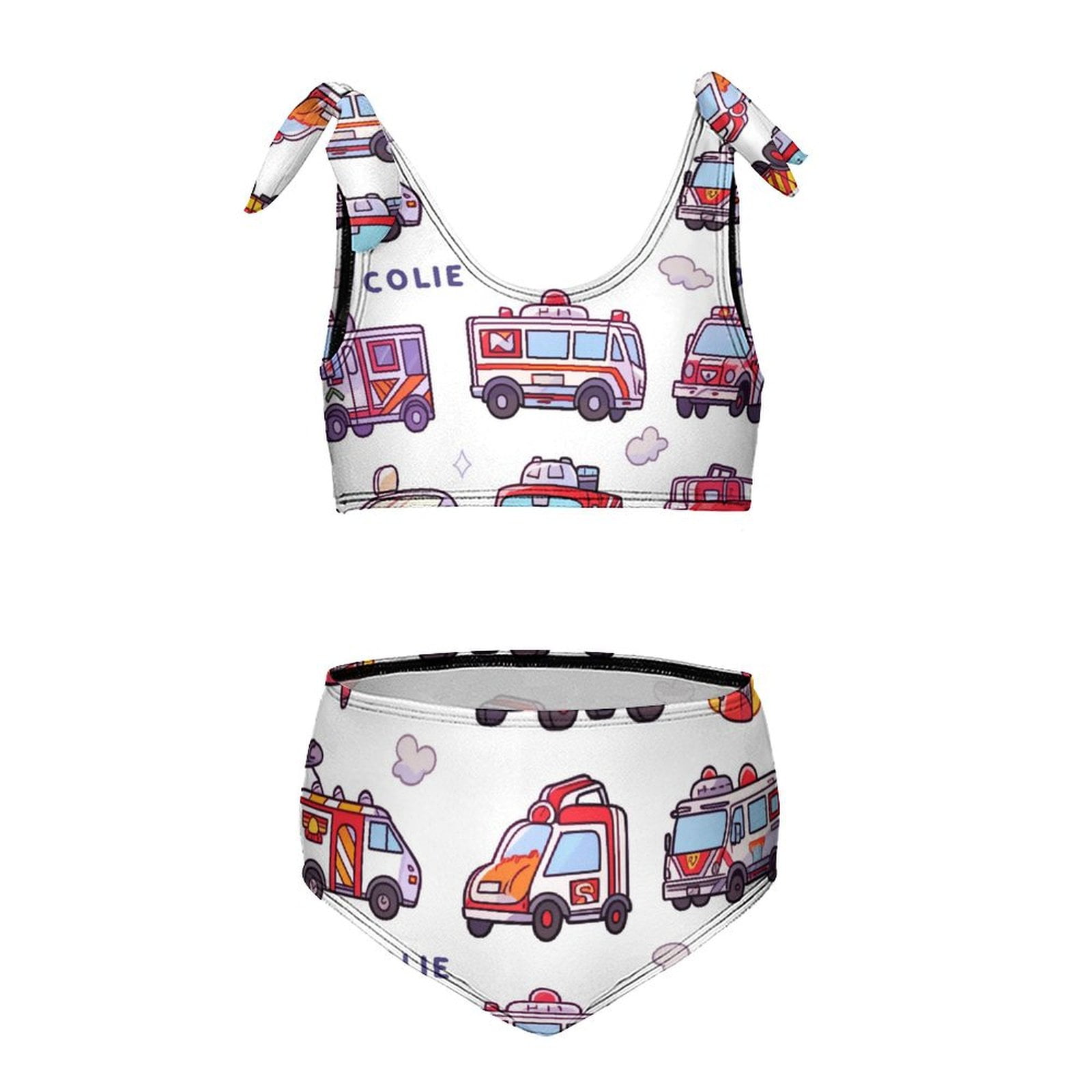 Excavator Fire Truck Racing Girls' 2-Piece Tankini Swimsuit - Walmart.com