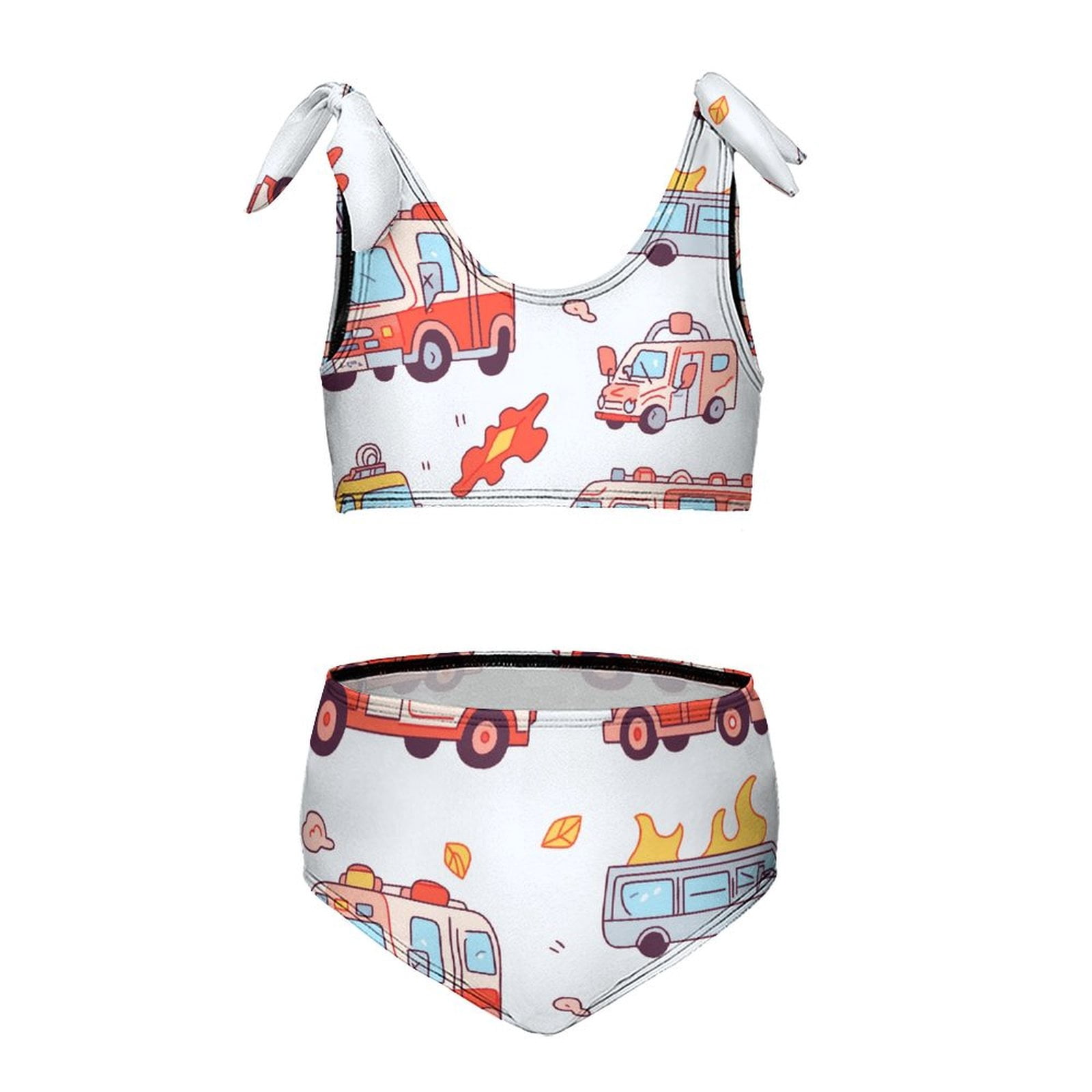Excavator Fire Truck Racing Girls' 2-Piece Tankini Swimsuit - Walmart.com
