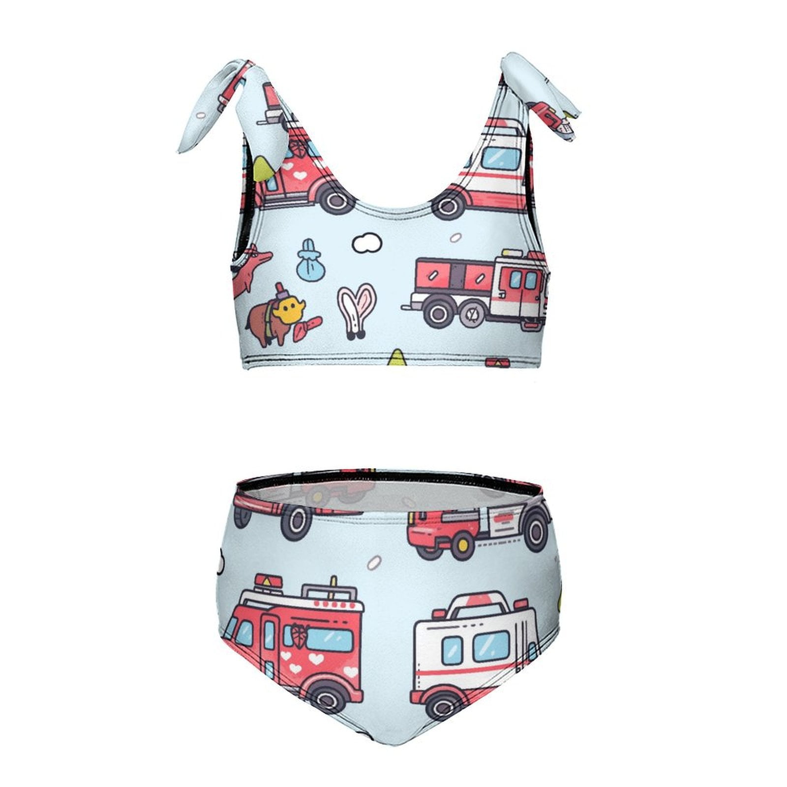Excavator Fire Truck Racing Girls' 2-Piece Tankini Swimsuit - Walmart.com